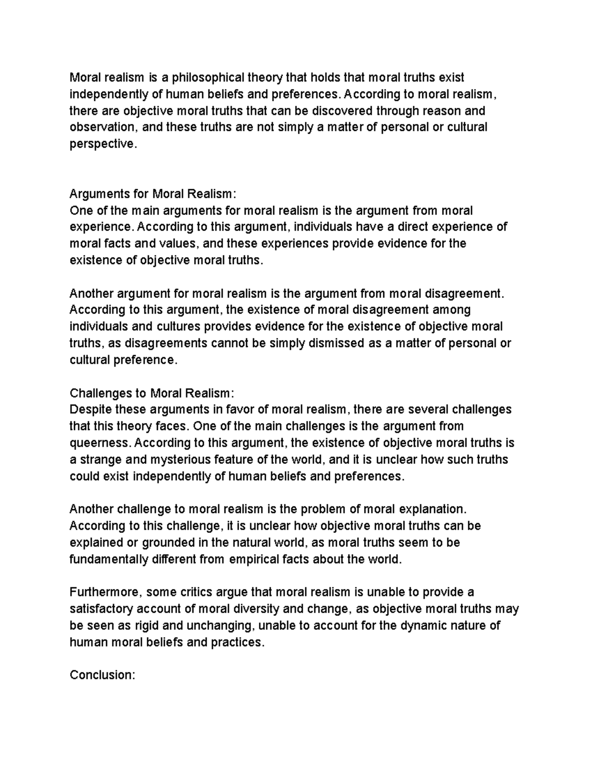 Moral Realism and Its Challenges - Moral realism is a philosophical ...