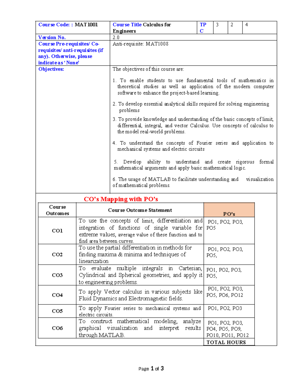 MAT1001 Calculus-FOR- Engineers ELA 2.0 8 MAT1001 Calculus for ...