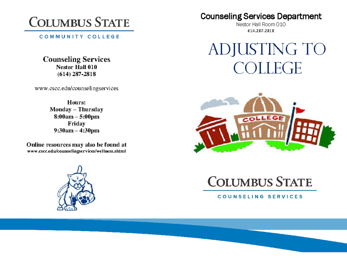 CS Brochures-Adjustment to College - ADJUSTING TO COLLEGE Counseling ...
