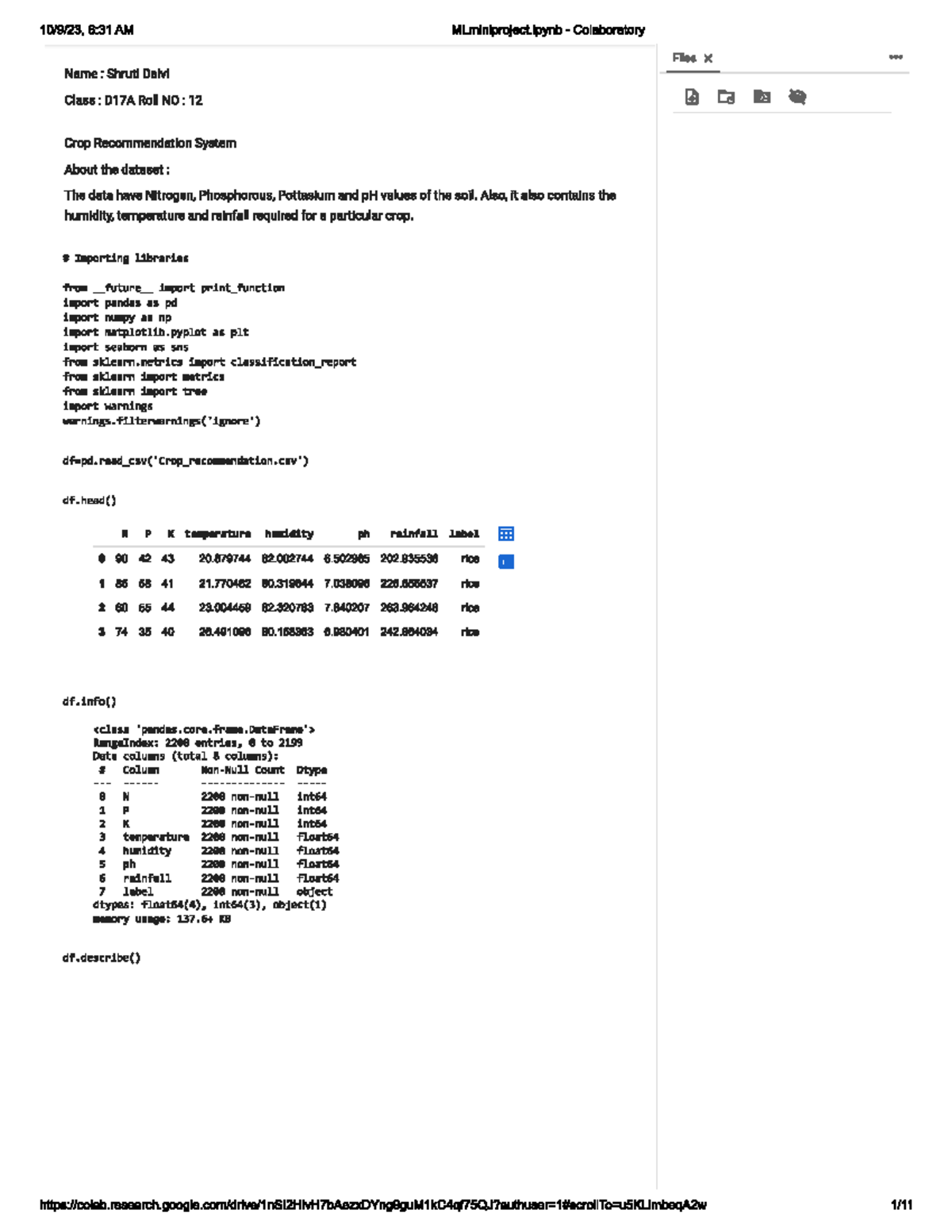 Crop recommendation system using ML - B.Tech Computer Science and ...