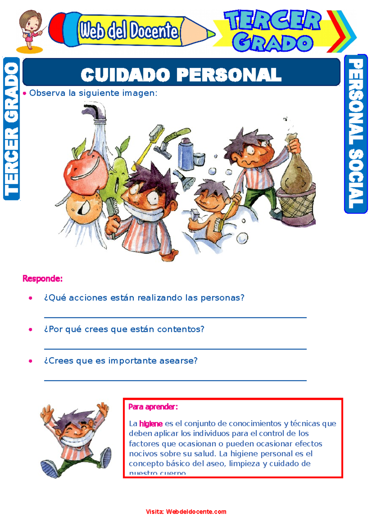 Cuidado Personal para Tercer Grado de Primaria - Personal Social ...