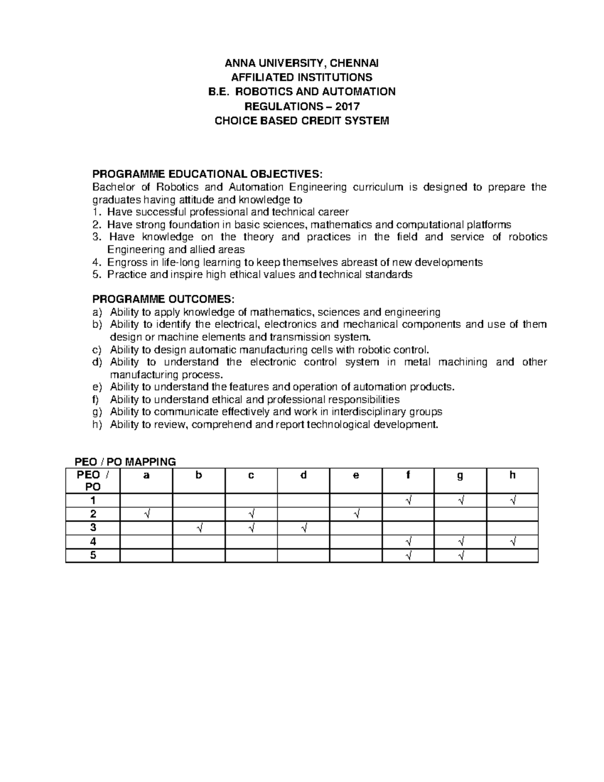 Robotics Syllabus by Anna University - ANNA UNIVERSITY, CHENNAI ...