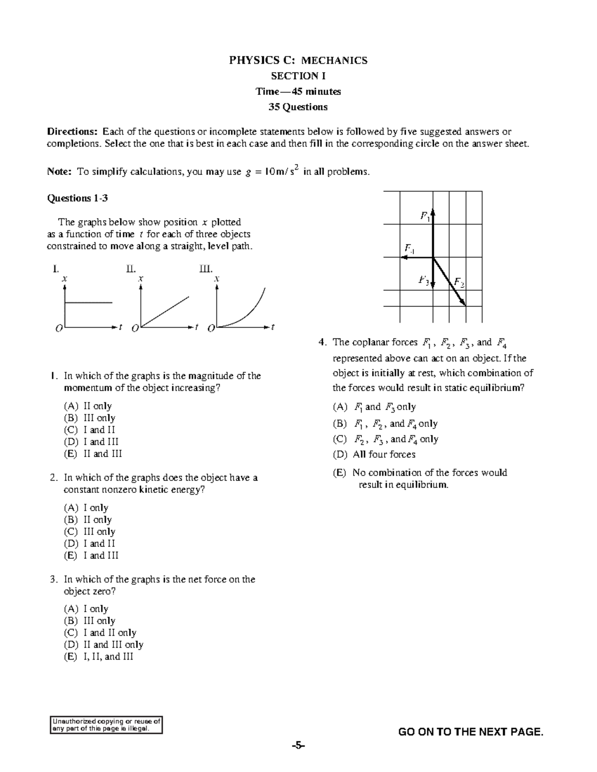 AP Physics 2015 MCQ - MCQ - Unauthorized copying or reuse of any part ...