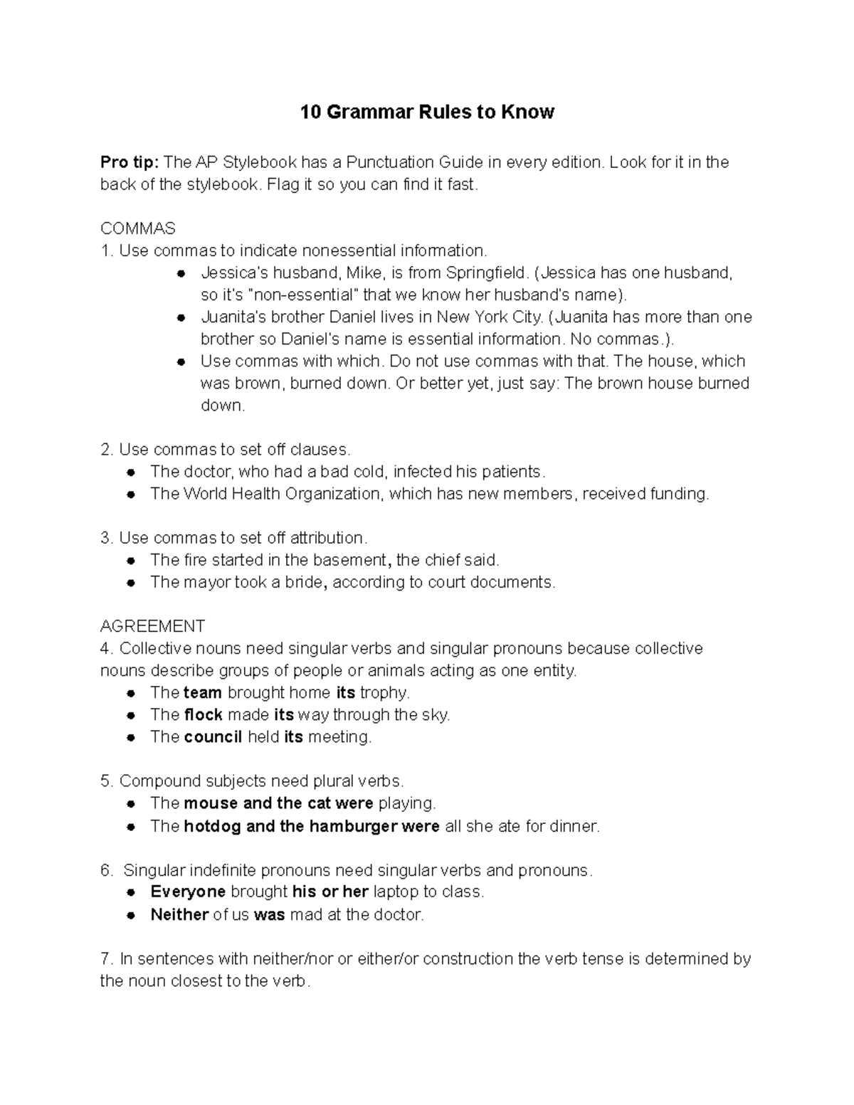 10 Grammar Rules - 10 Grammar Rules to Know Pro tip: The AP Stylebook ...