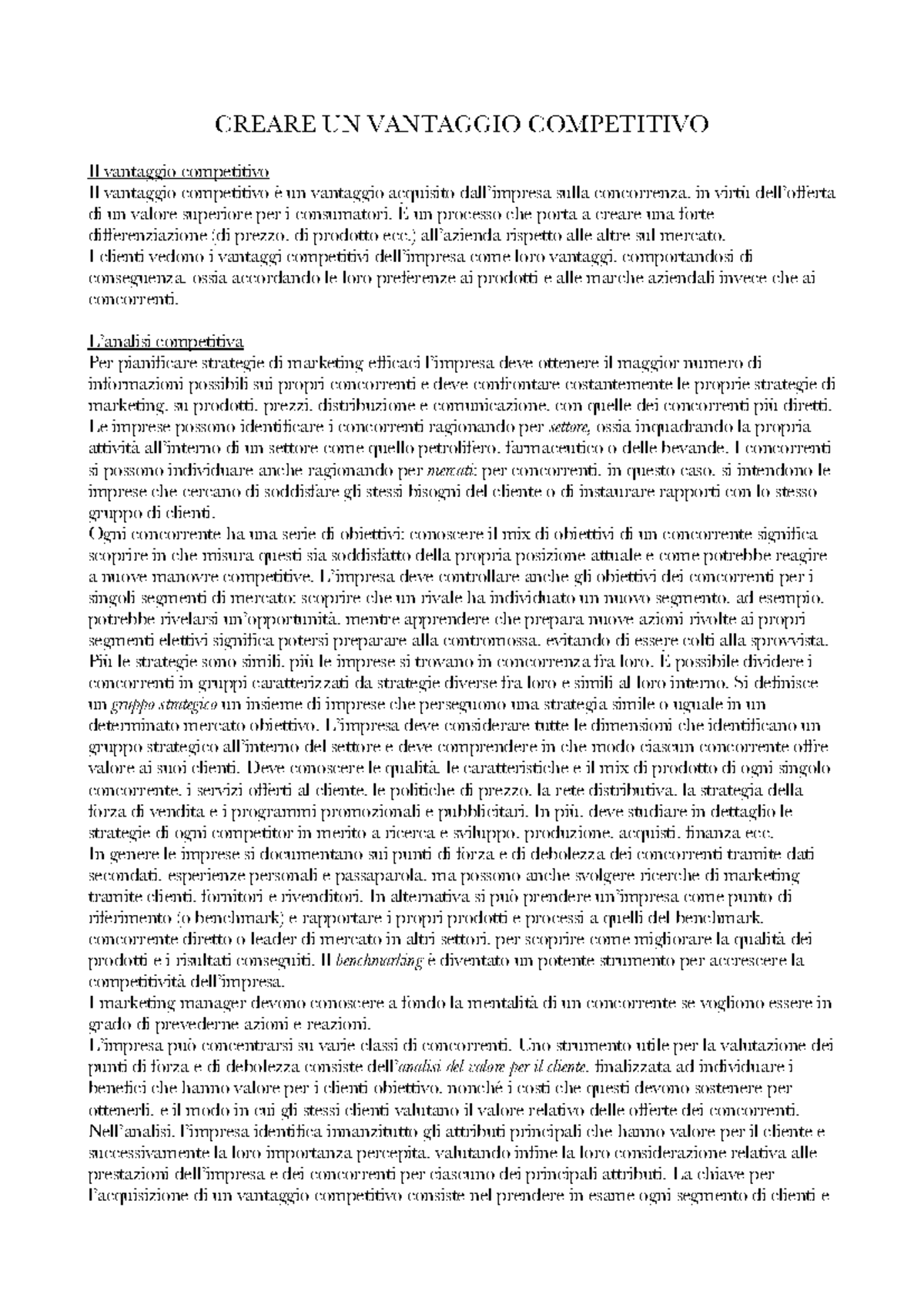 Creare un Vantaggio Competitivo - CREARE UN VANTAGGIO COMPETITIVO Il ...
