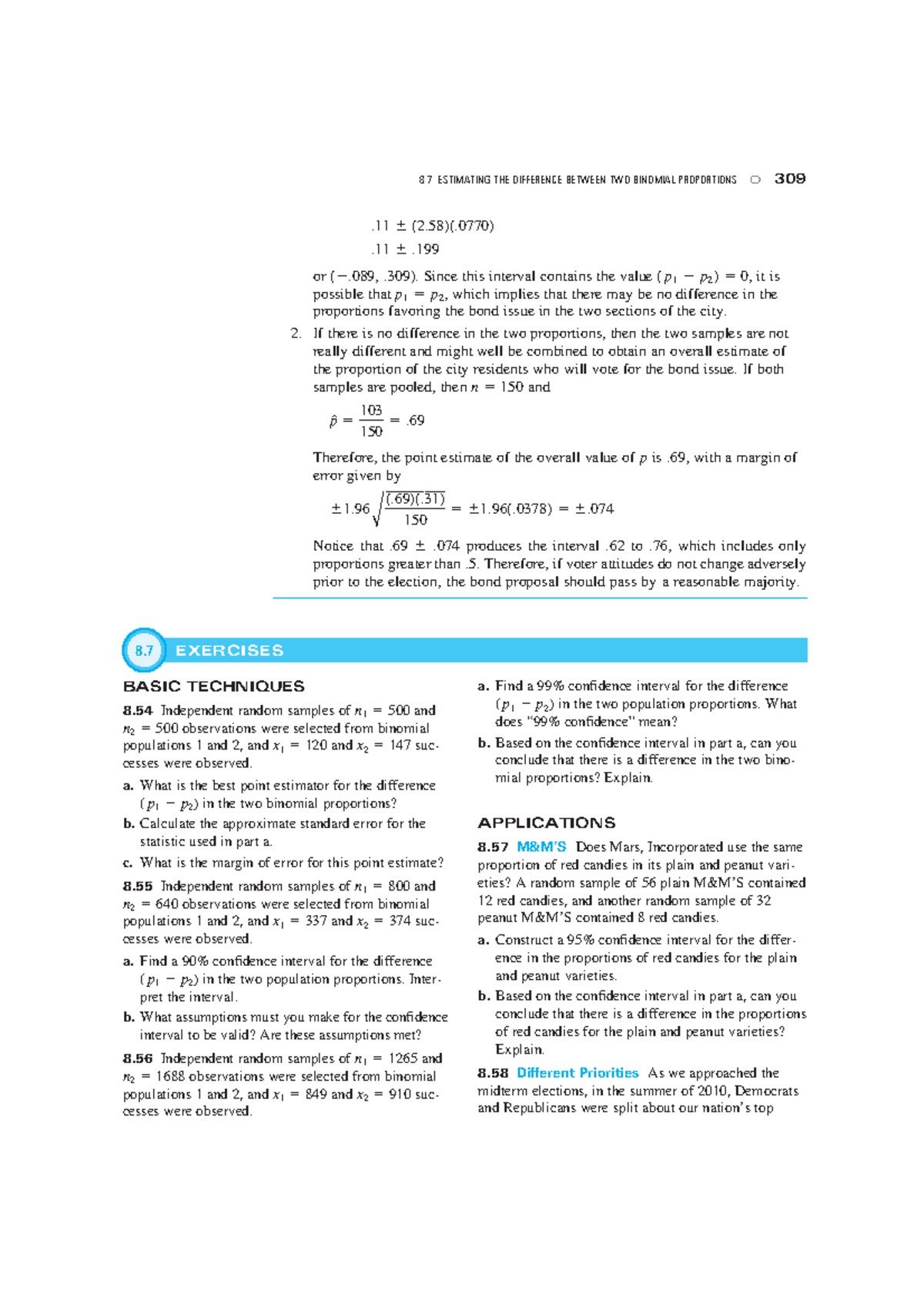 Chapter 8-Intro to prob and statistic-Large sample estimation - 8 ESTIMATING THE DIFFERENCE ...