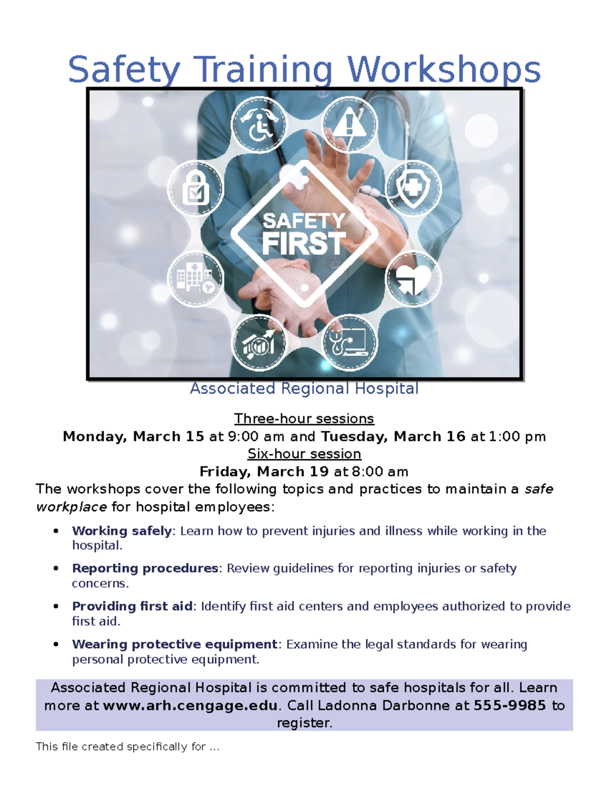 SC WD19 EOM1-1 2 - Project module 1 - Safety Training Workshops ...