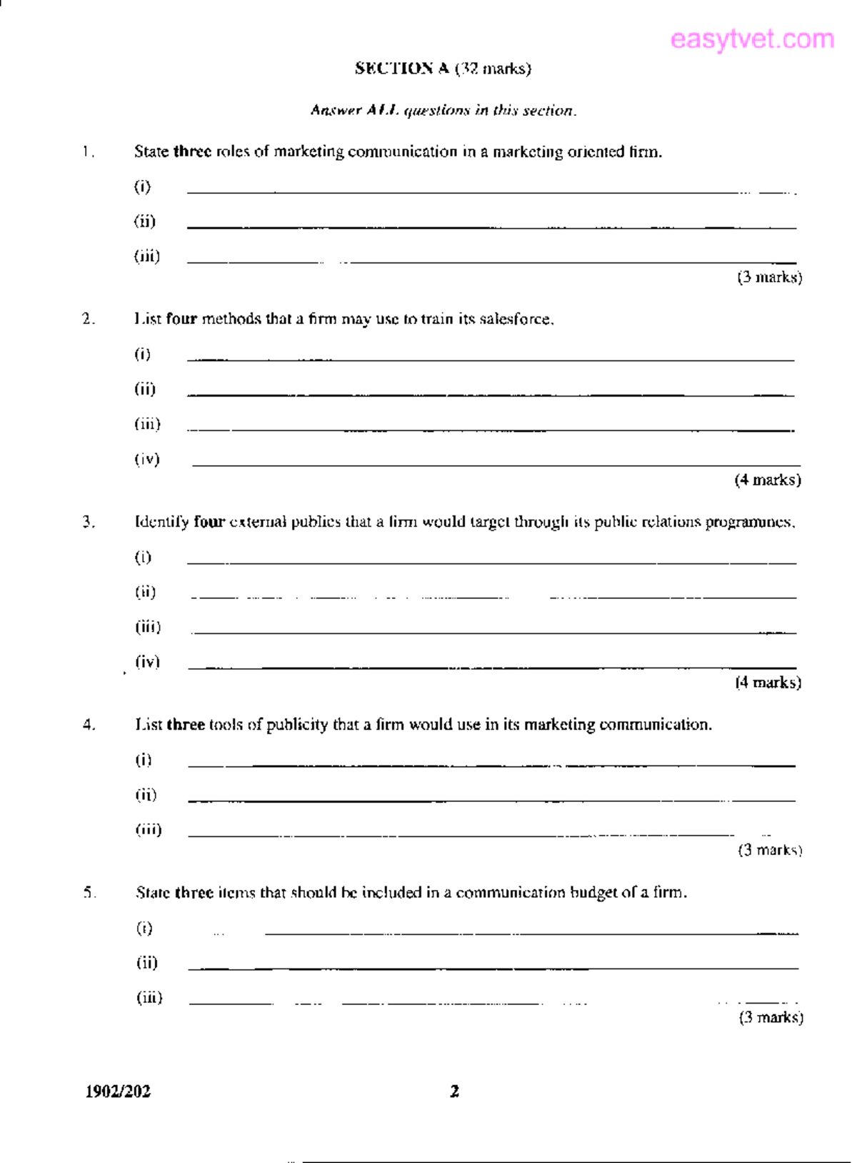 2014 july - revision - easytvet SECTION A (32 marks) Answer ALL ...