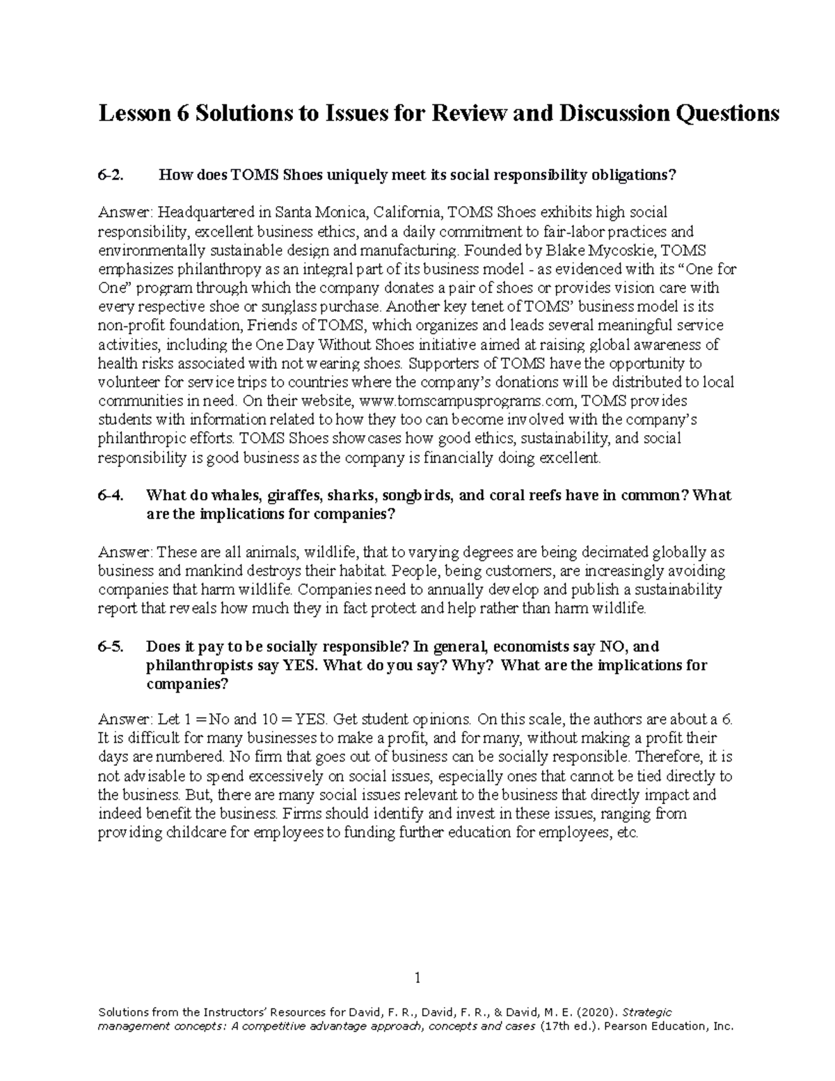 ACCT356v9 Lesson 6 Solutions - Lesson 6 Solutions to Issues for Review ...