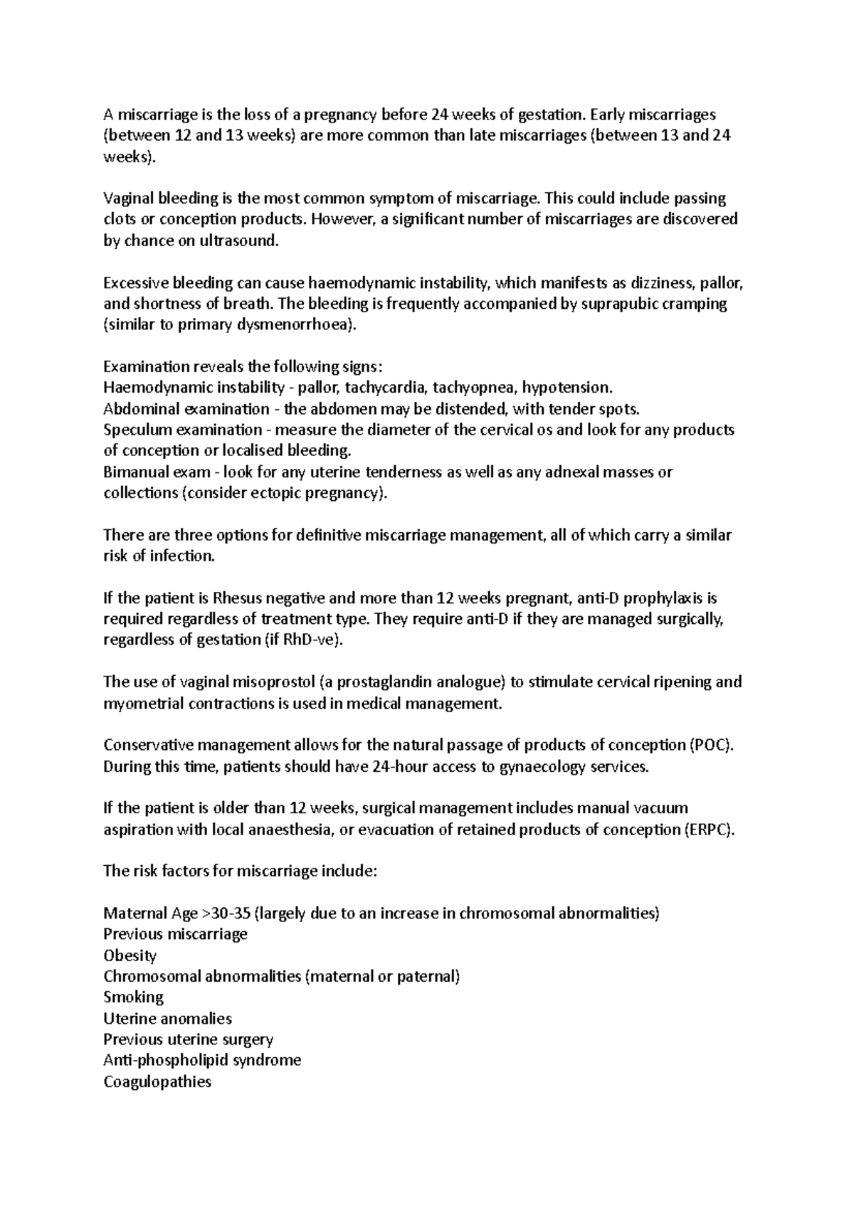 Miscarriage - Notes on midwifery - A miscarriage is the loss of a ...