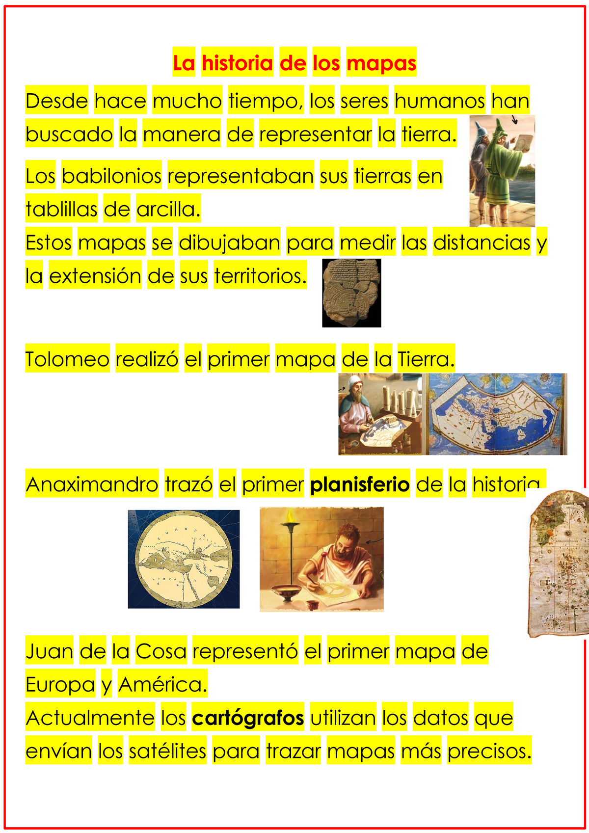 Lectura compartida Historia de los mapas - La historia de los mapas Desde hace mucho tiempo, los ...