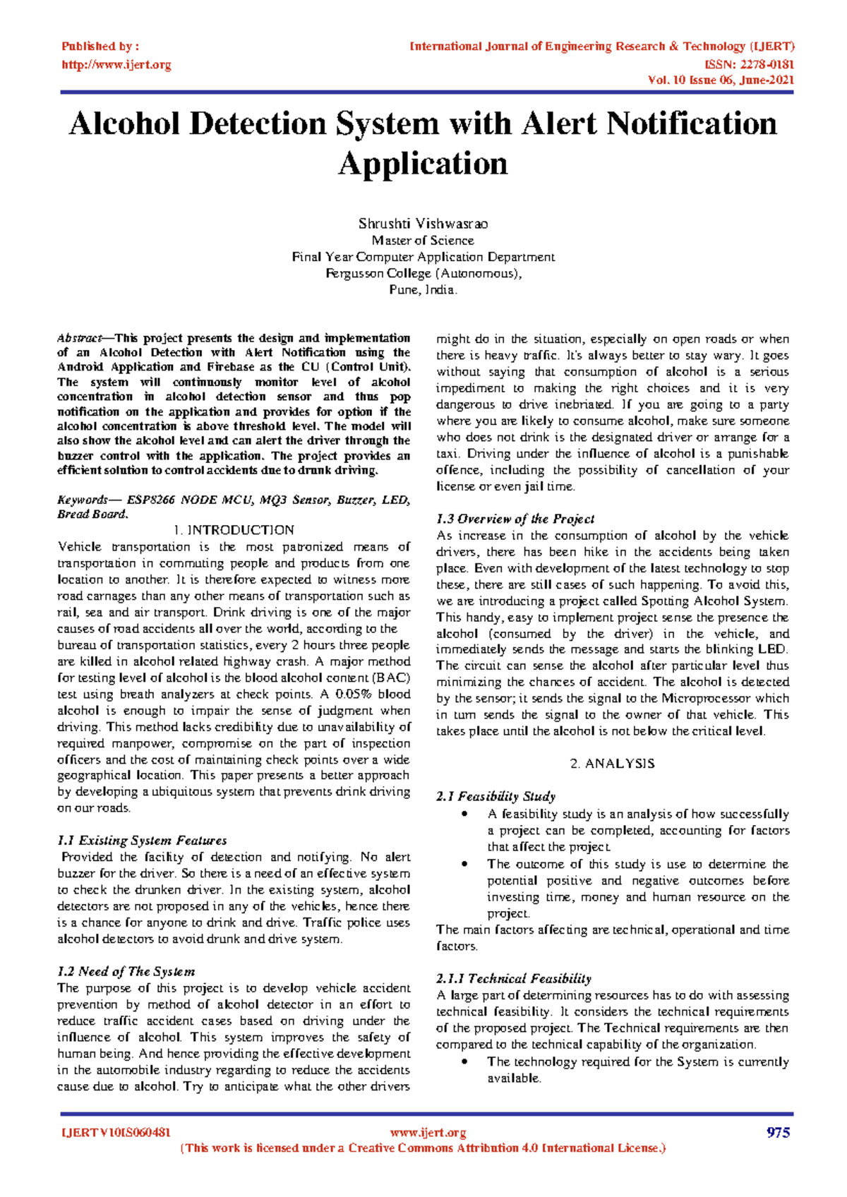 Alcohol detection system with alert notification application Ijertv ...