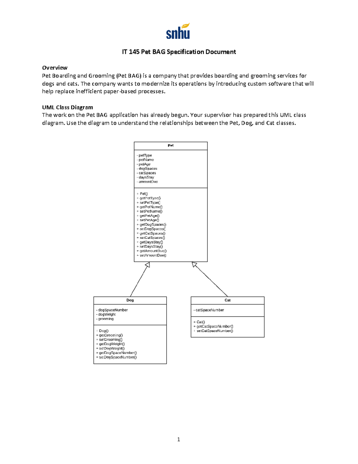 IT 145 Pet BAG Specification Document - 1 IT 145 Pet BAG Specification ...