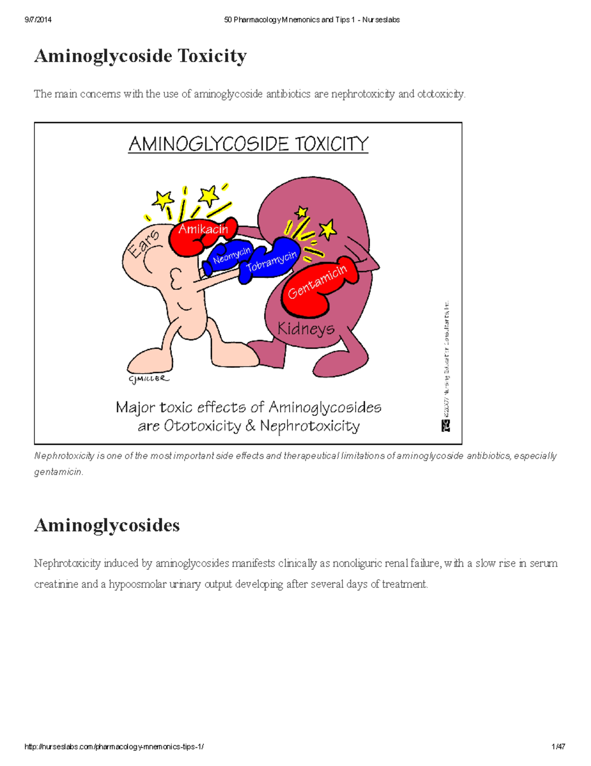 50 Pharmacology Mnemonics - Aminoglycoside Toxicity The main concerns ...