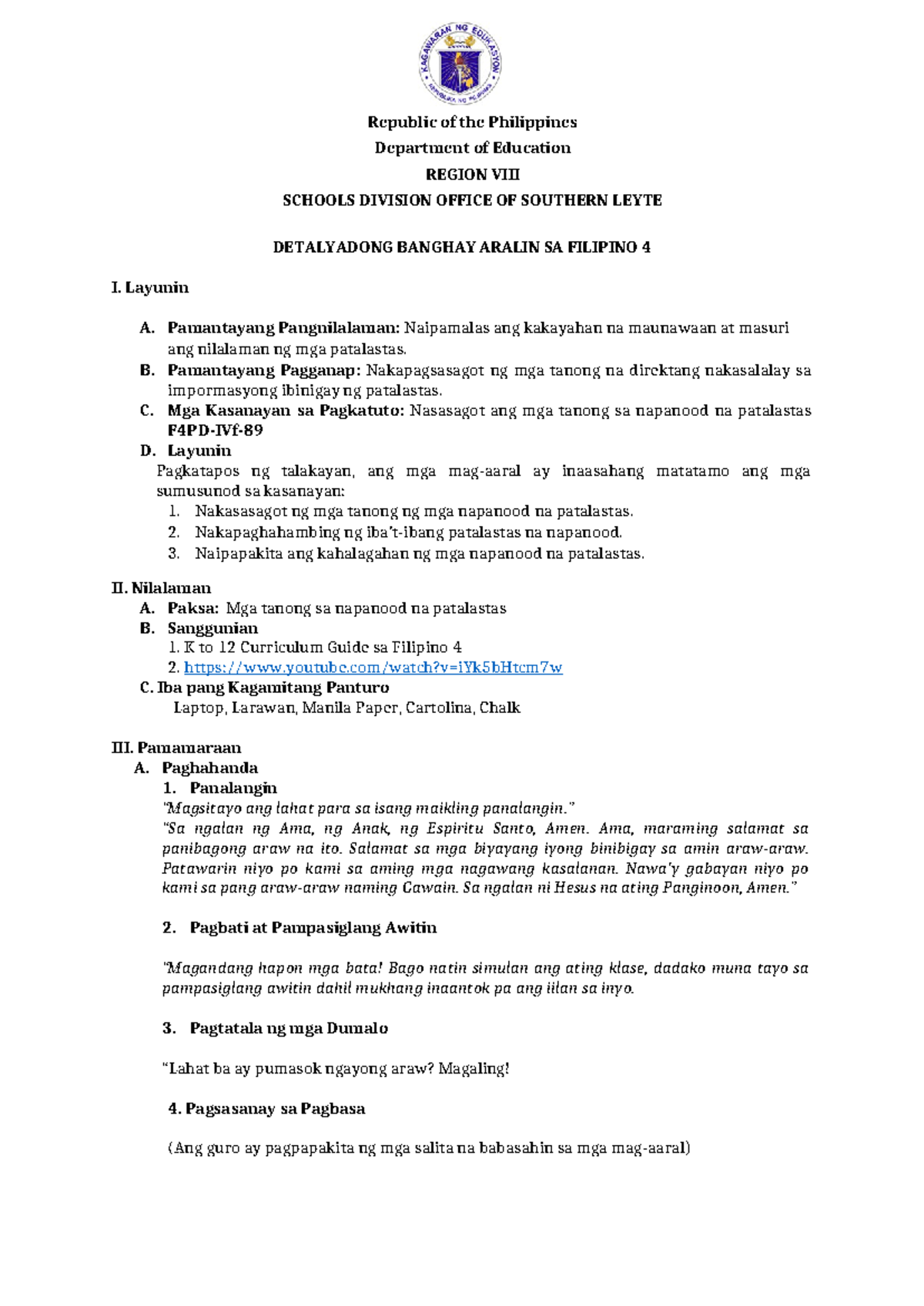Q4-W1-D3 ( Patalastas) - Republic of the Philippines Department of ...