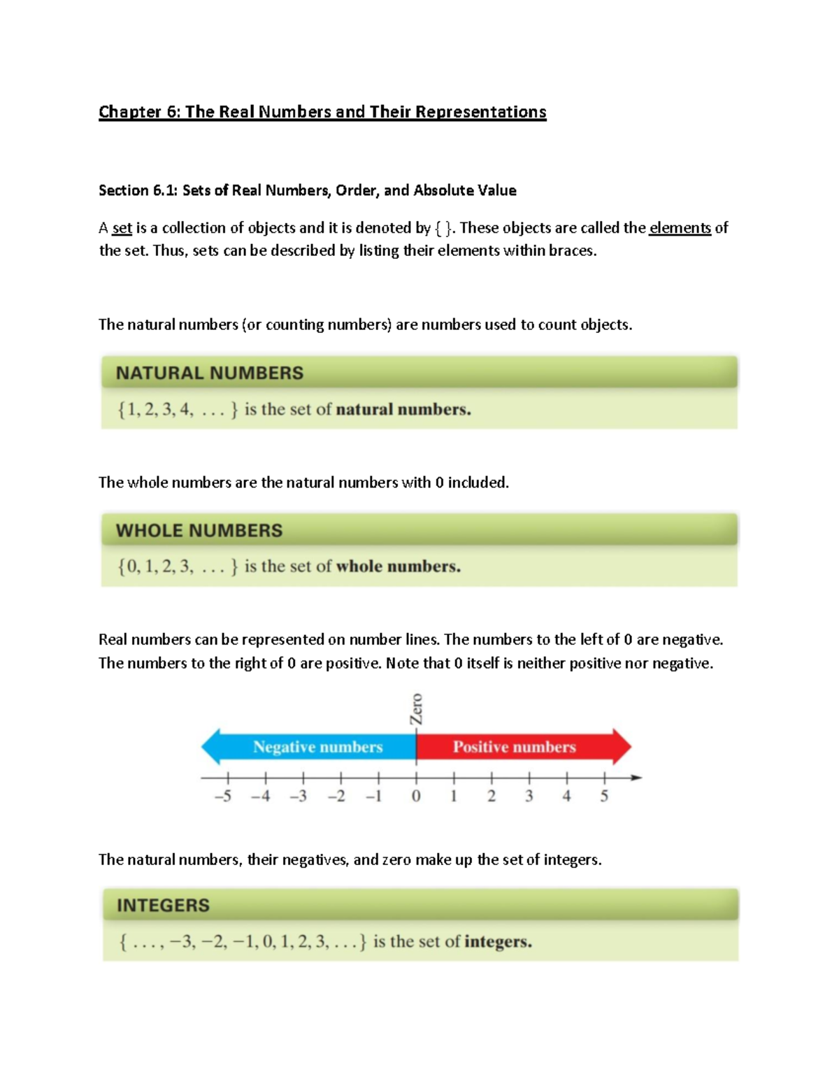 Section 6 - Professor Tromp - Chapter 6: The Real Numbers and Their ...