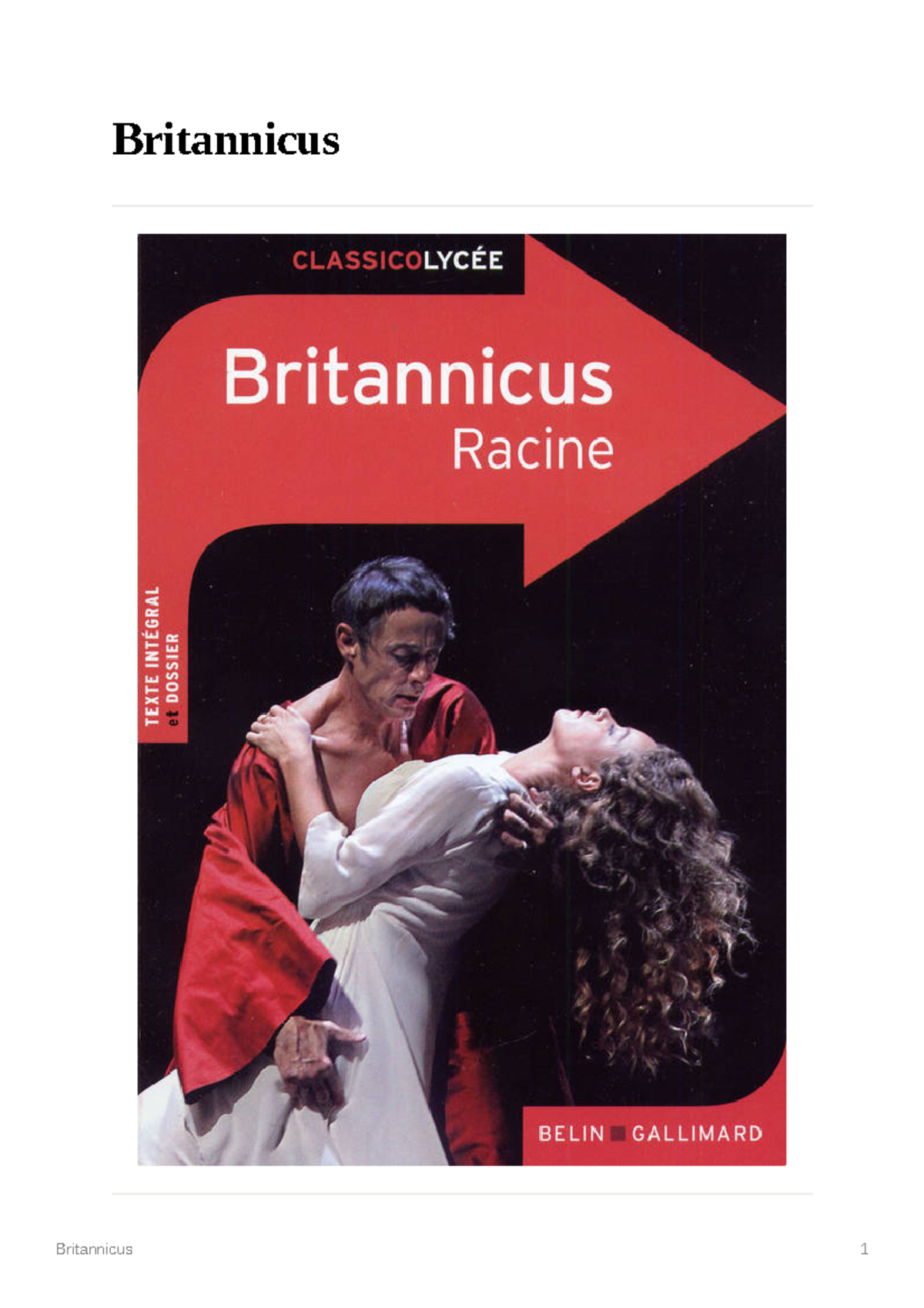 Britannicus - Britannicus La pièce s'ouvre sur Agrippine qui attend une ...