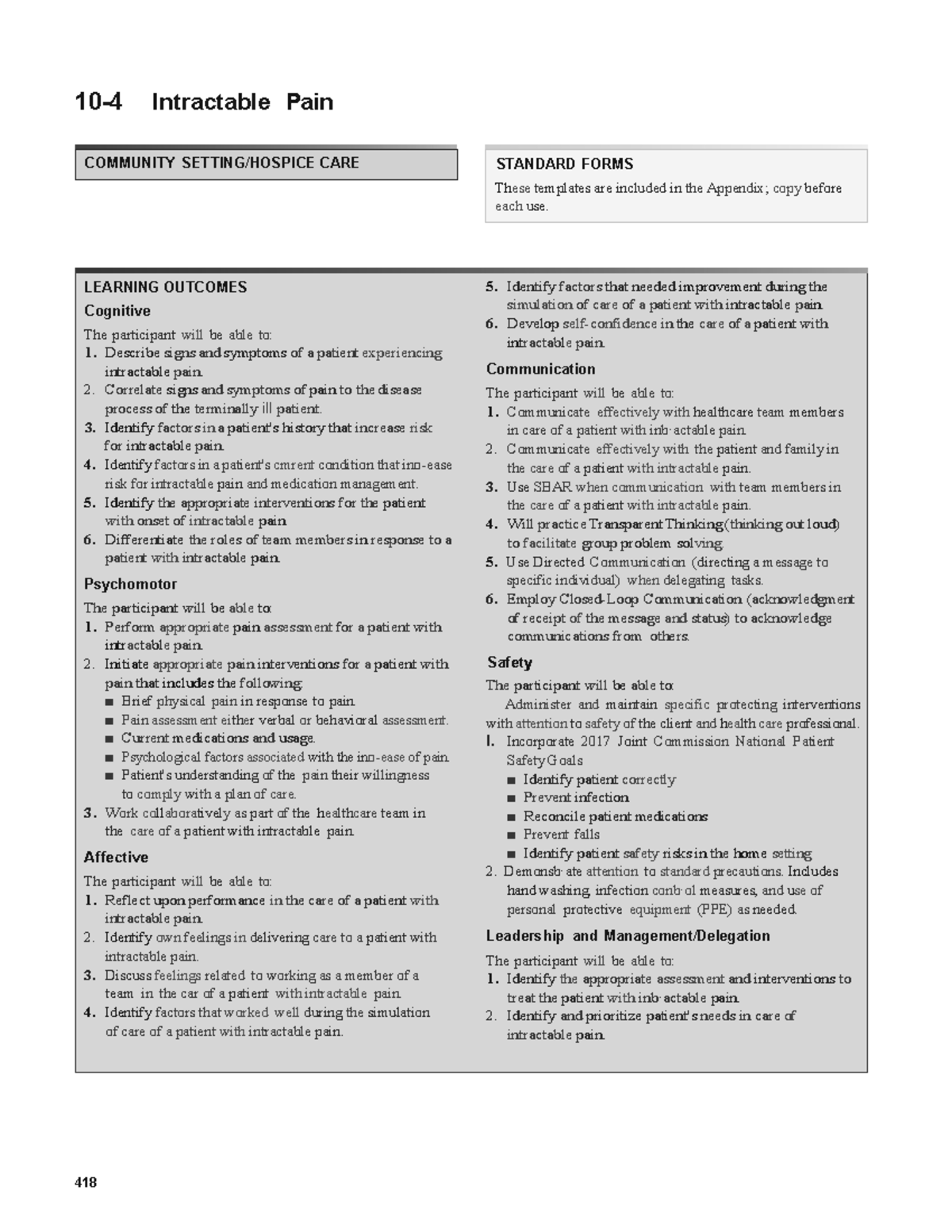 Intractable pain SIM prework - 10-4 Intractable Pain LEARNING OUTCOMES ...