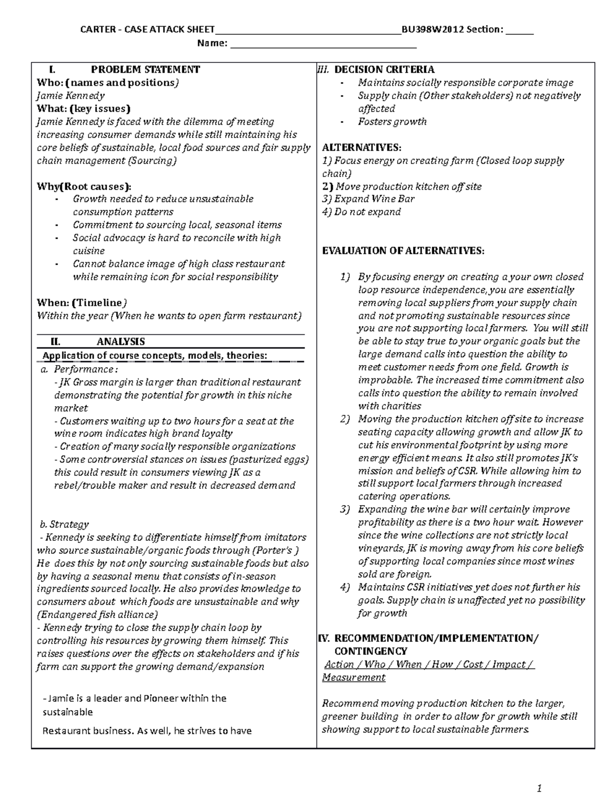 Green Case attack - CARTER - CASE ATTACK SHEET ...