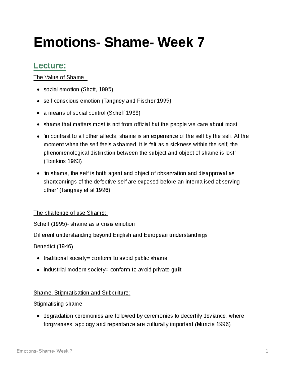 Emotions- Shame- Week 7 - At the moment when the self feels ashamed, it ...