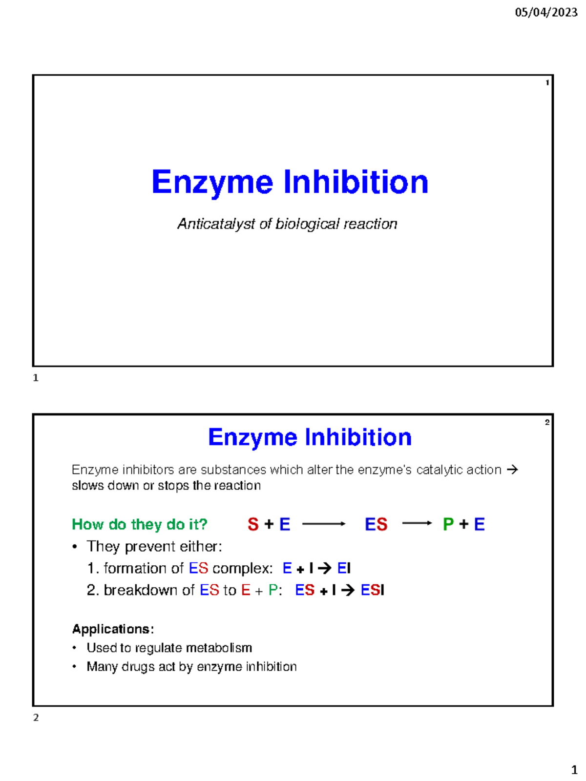 BIO211 -Lec 09 - Enzymes II - Inhibition -Notes 008e93fbbbe ...