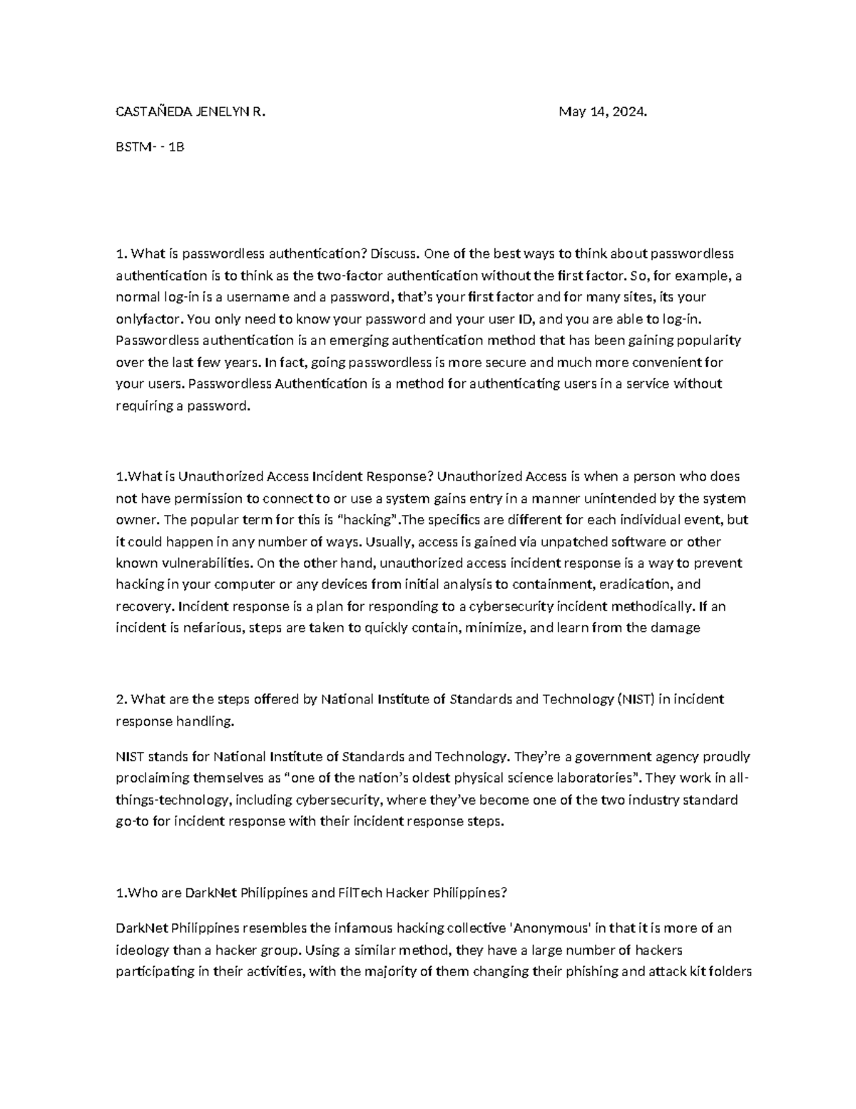 Castañeda Jenel-WPS Office - CASTAÑEDA JENELYN R. May 14, 2024. BSTM ...