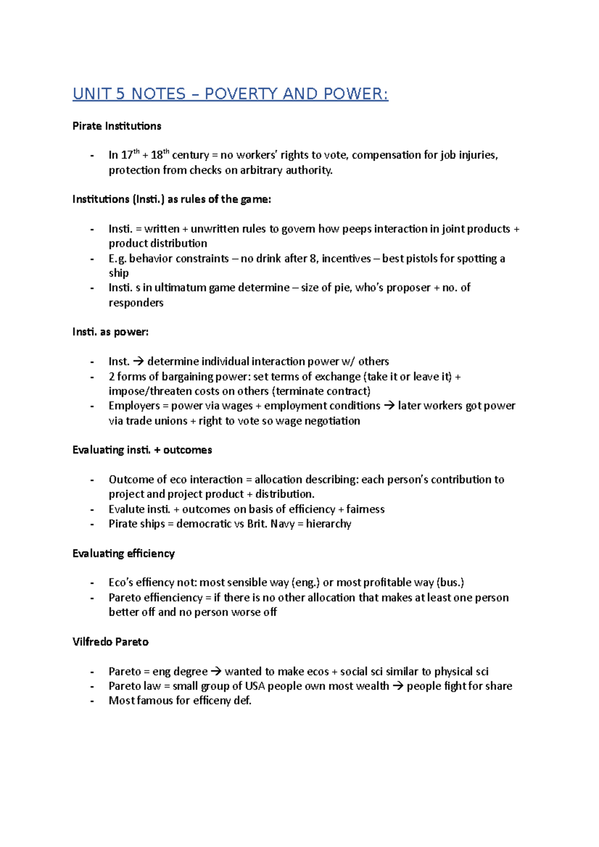 Economics UNIT 5 Notes - 1st year for A1/A2 - UNIT 5 NOTES – POVERTY ...