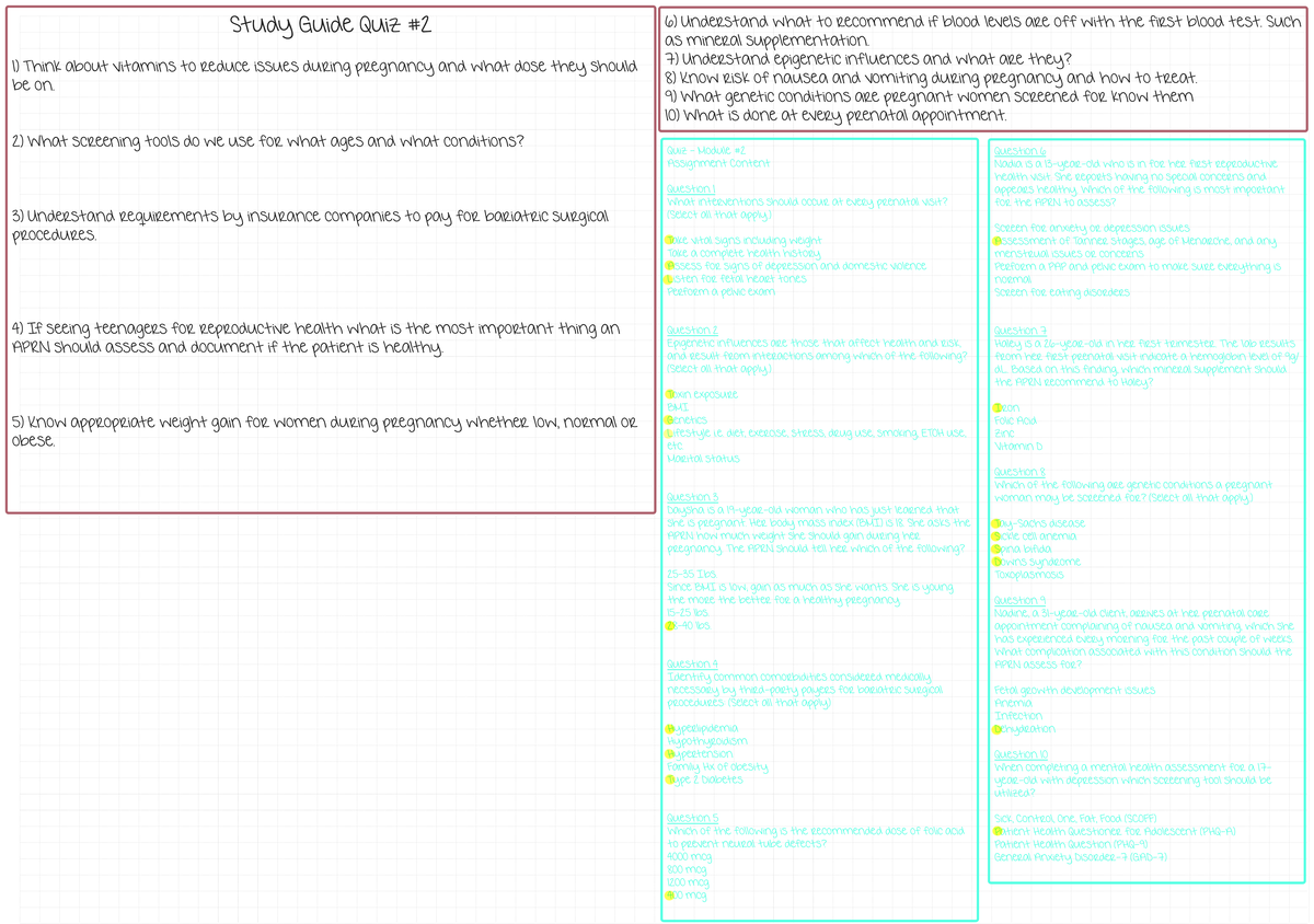 Pages from Obgyn Notes 10 - Study Guide Quiz 1) Think about vitamins to ...