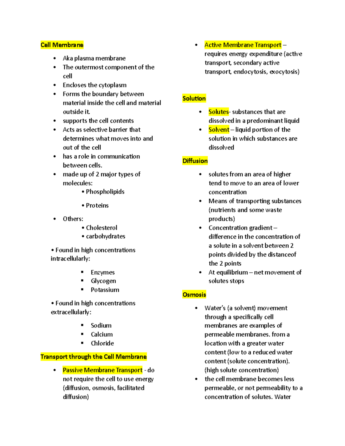 Cell Membrane Notes - Cell Membrane Aka plasma membrane The outermost ...