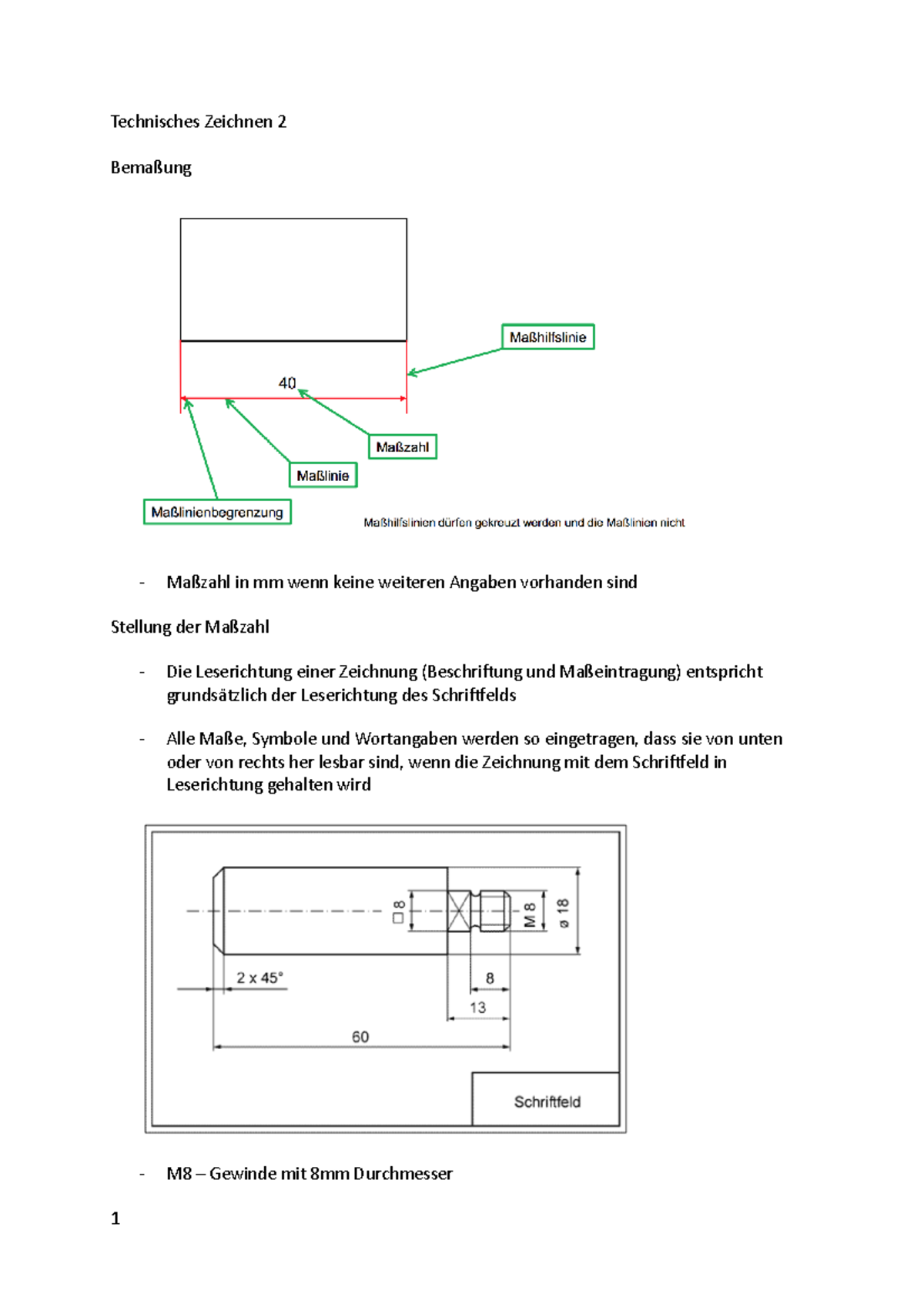 Technisches Zeichnen 2 - Rauheitswert in μm (Ra- oder Rz- Wert) b ...