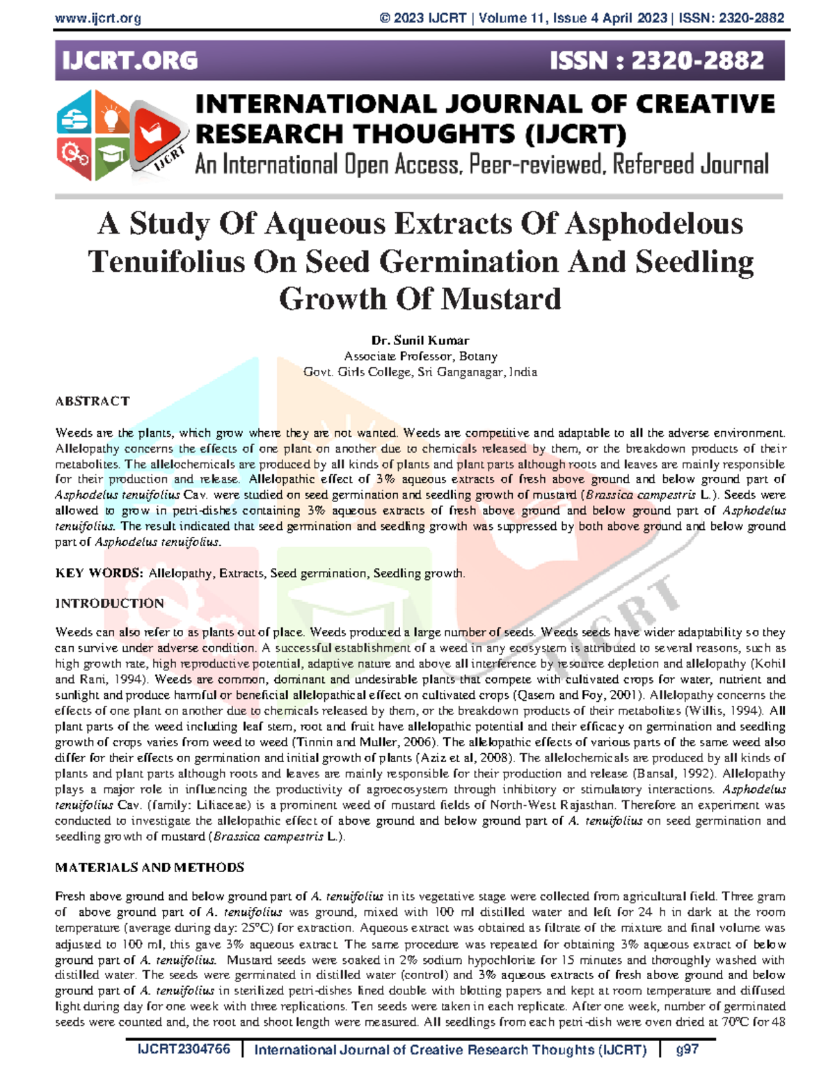 A Study of Aqueous Extracts of Asphodelous tenuifolius on Seed ...