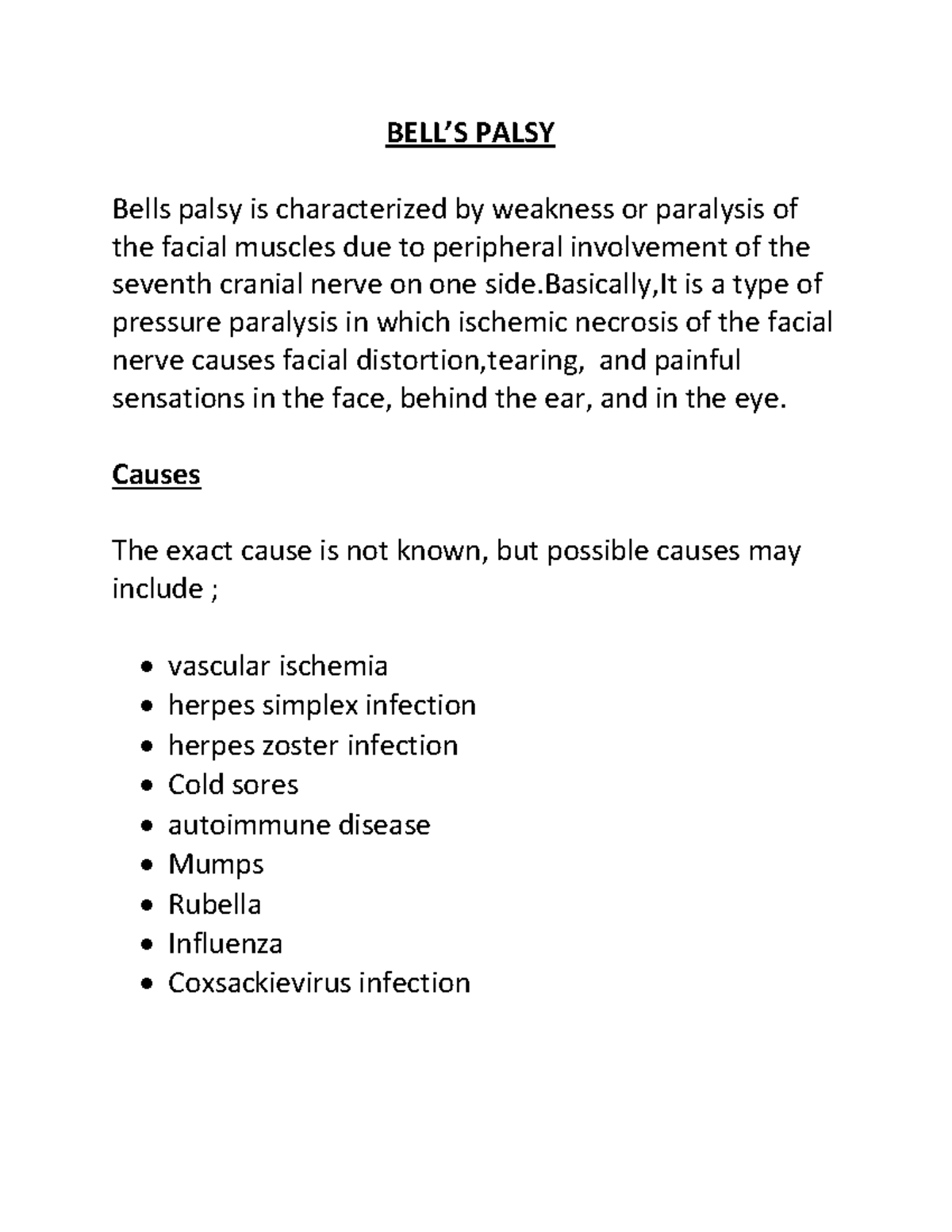 BELL’S Palsy - This study material is for nursing students to improve ...