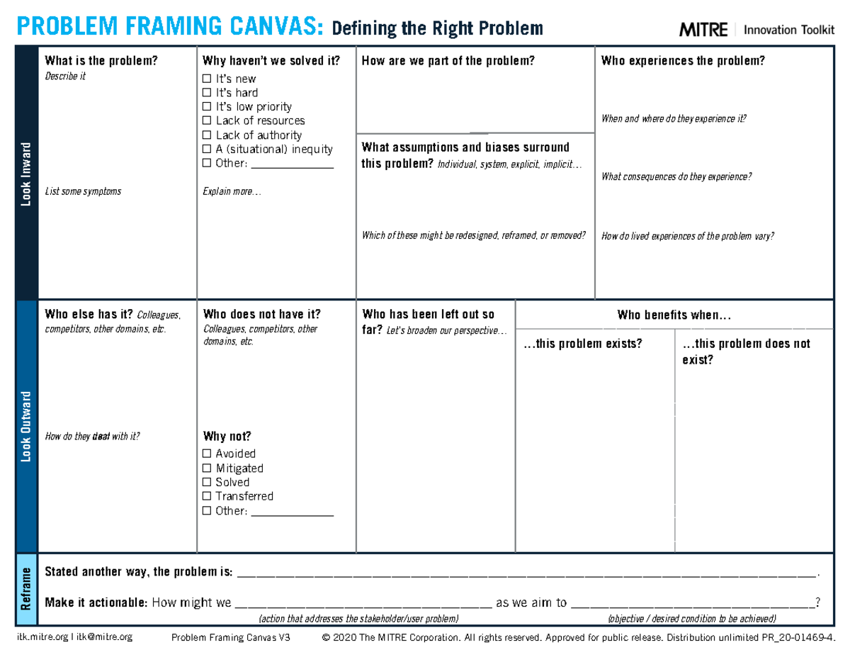 Problem Framing Canvas Color Print - itk.mitre | itk@mitre Problem ...