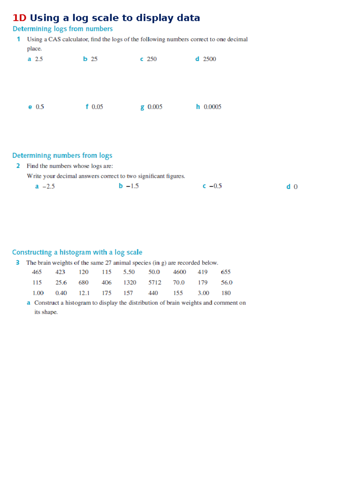 1D Using a log scale to display data - 1010 - Studocu