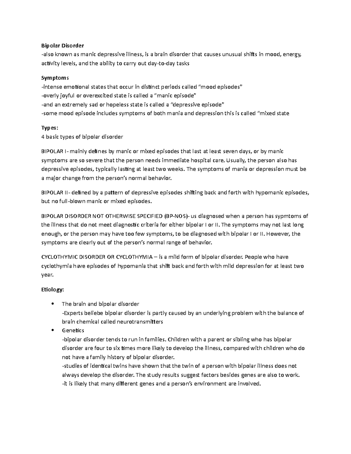 Bipolar-Disorder - for academic use only - Bipolar Disorder -also known ...