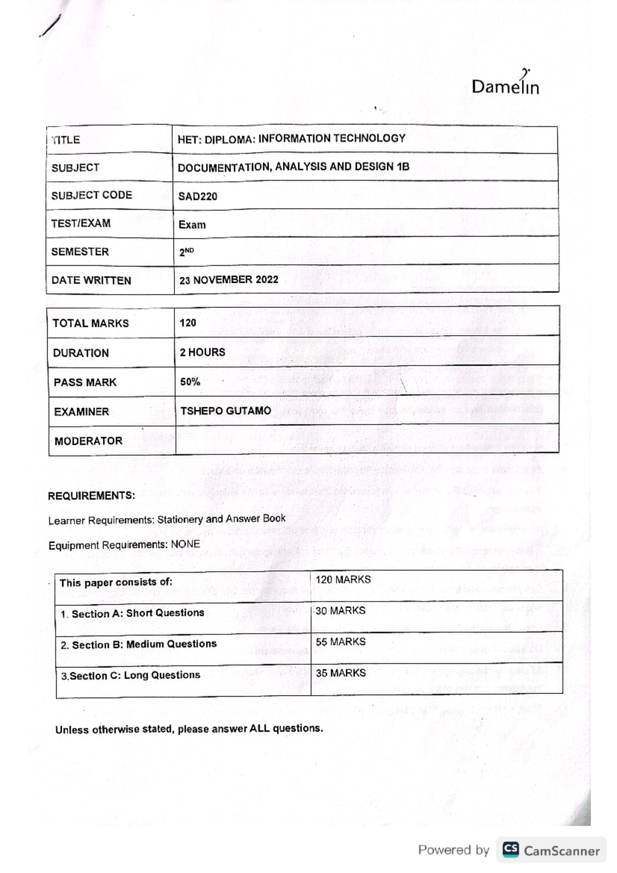 Documentation, Analysis, and Design 1B Exam 2022 - Studocu Documentation, Analysis, and Design 1B Exam 2022 - Studocu