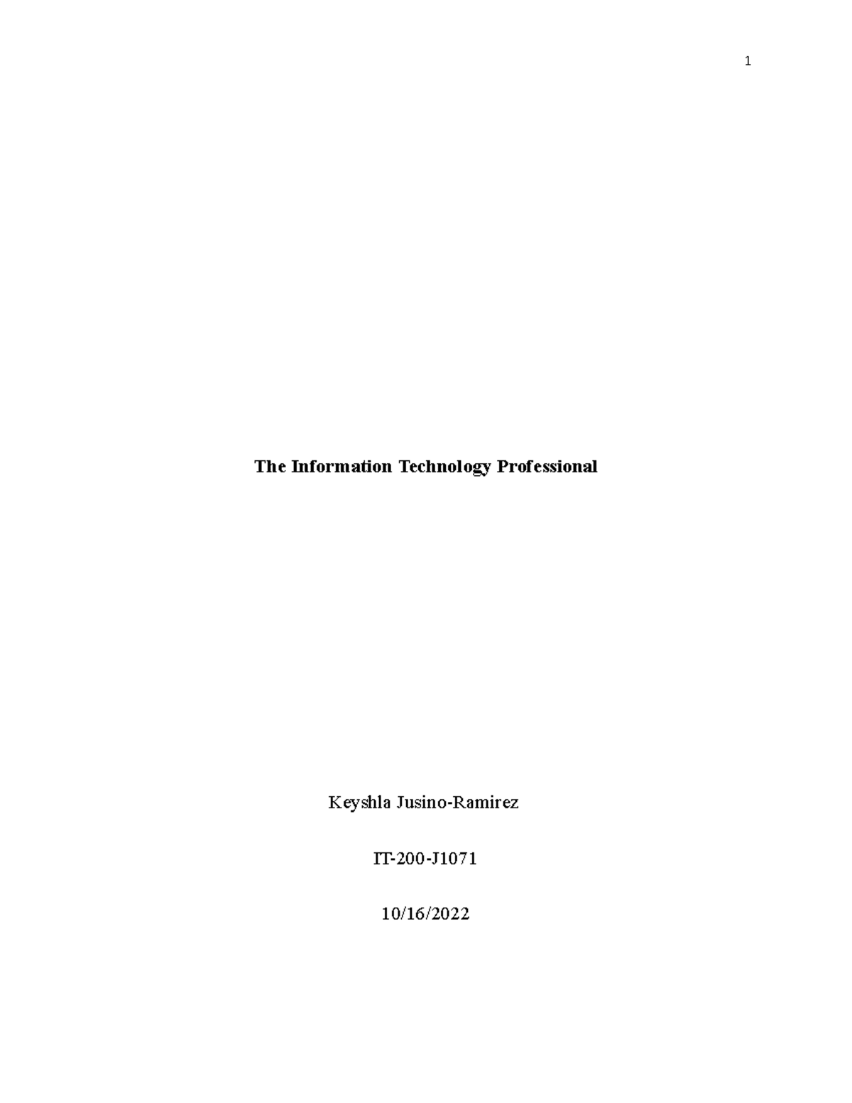 The IT Professional - description of the IT field - The Information ...