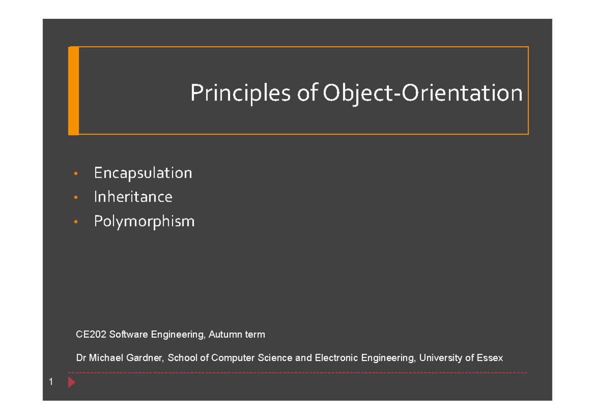 04 1 oop principles - Lecture notes 4 - Principles of Object ...