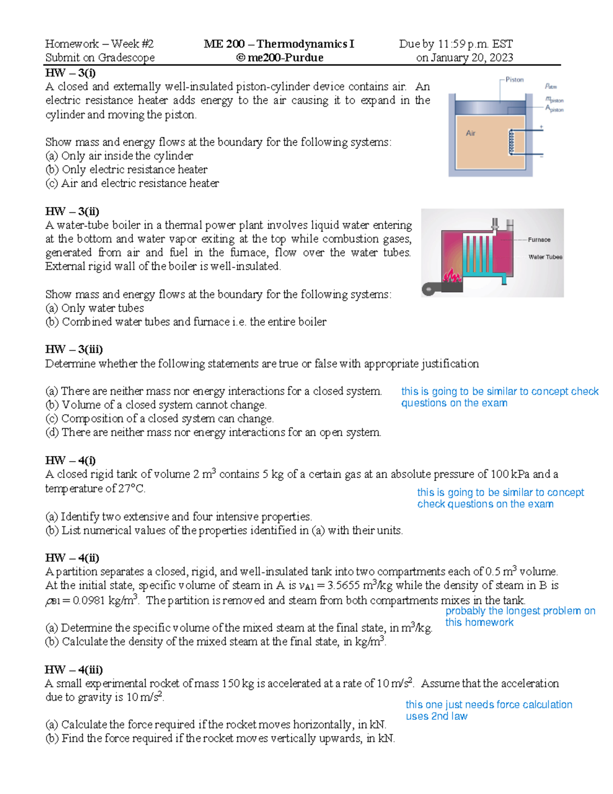 HW3-4 - S2023 HW Problems - Homework – Week #2 ME 200 – Thermodynamics ...