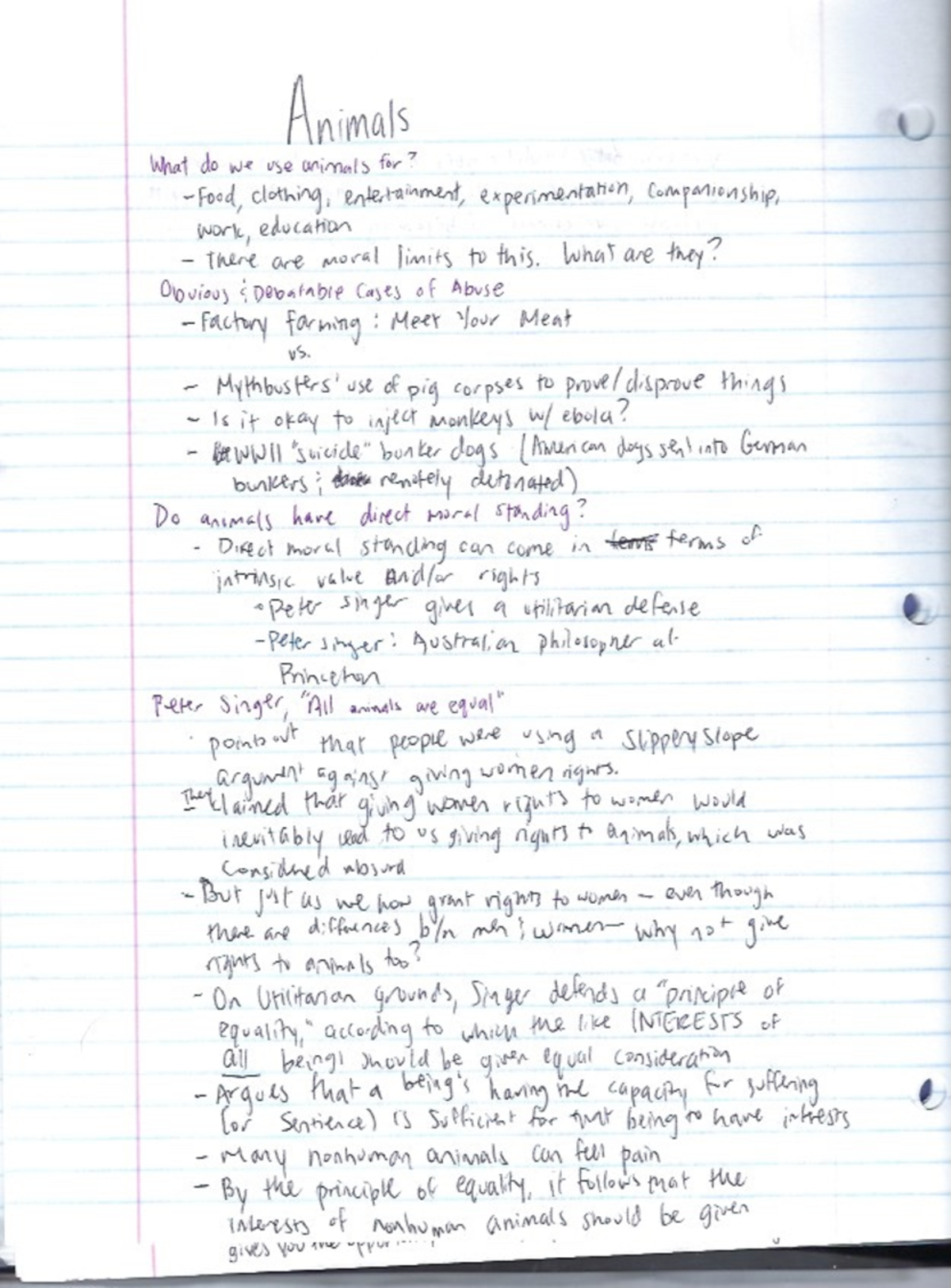 Animals - Lecture notes 9 - Animals What do we use animals for ...