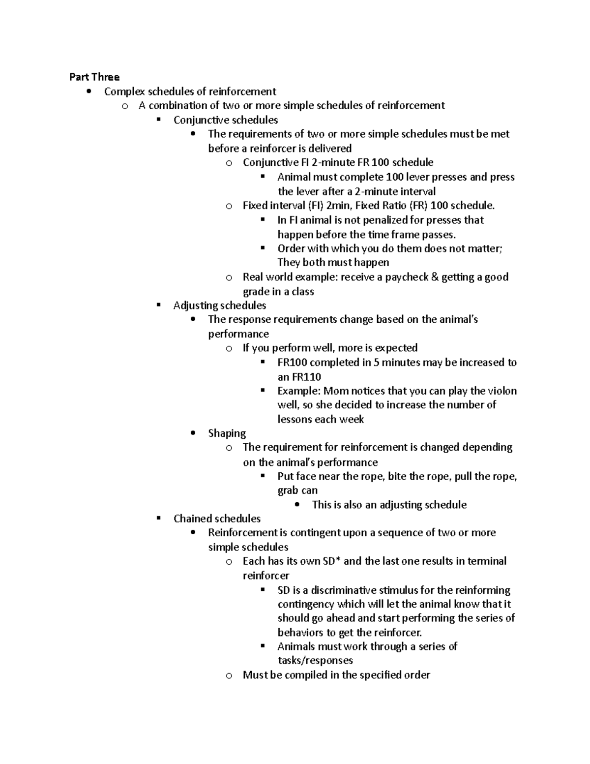 Operant Conditioning Part Three - Part Three Complex schedules of ...