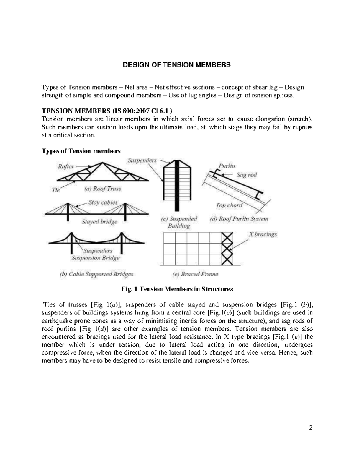 Design OF Tension Members - DESIGN OF TENSION MEMBERS Types of Tension ...