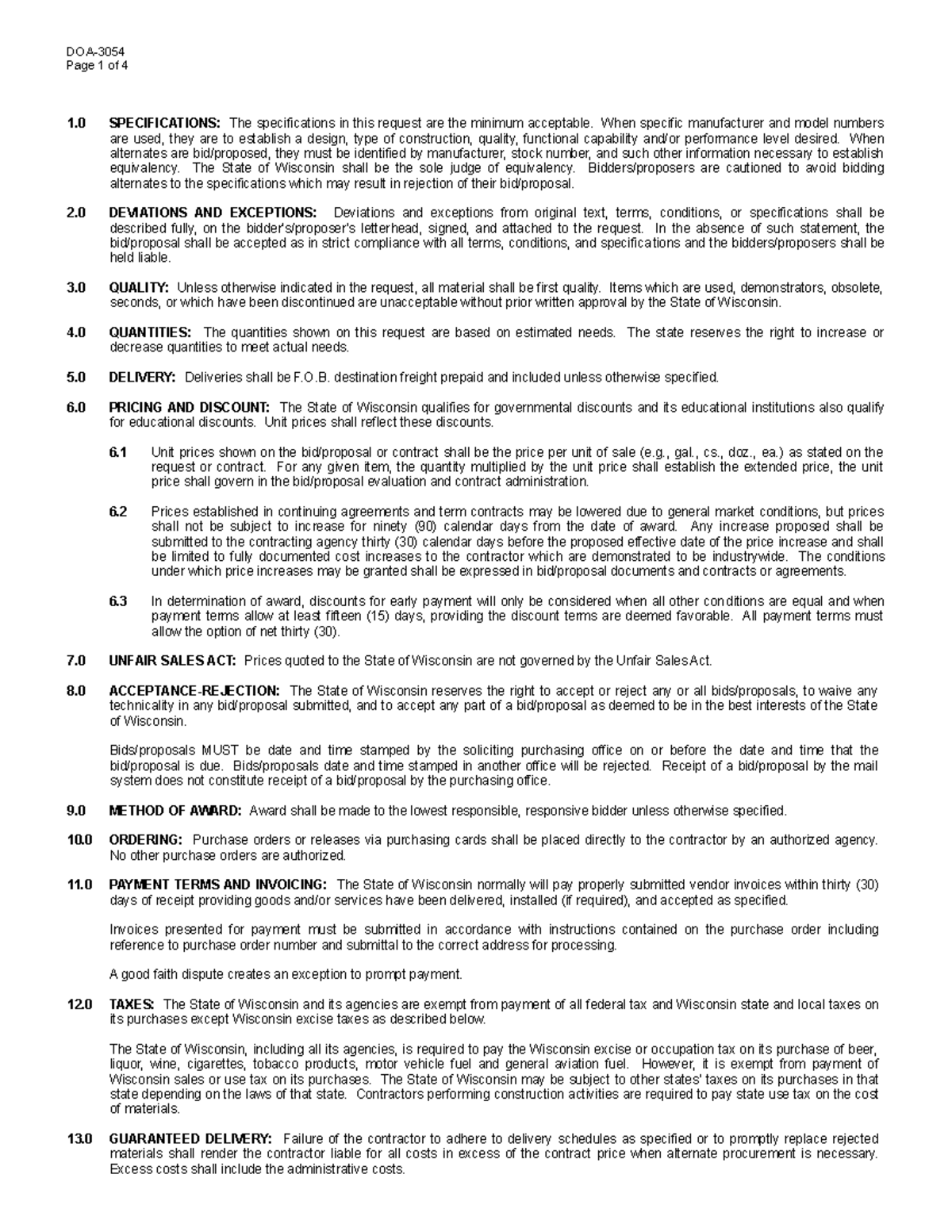 2. DOA-3054 Standard Terms and Conditions RFB-RFP - Page 1 of 4 1 ...