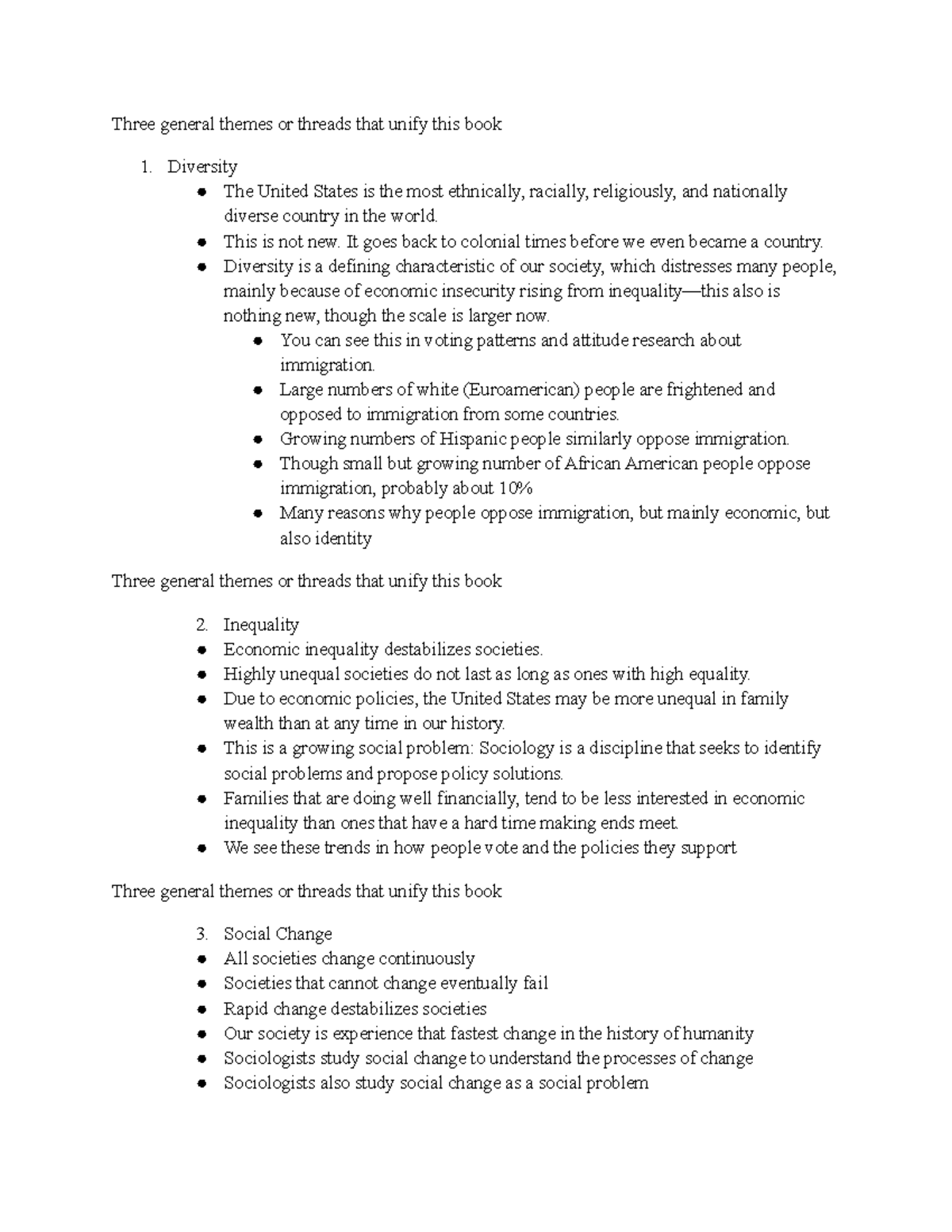 Notes for Class on Family #1 - Three general themes or threads that ...