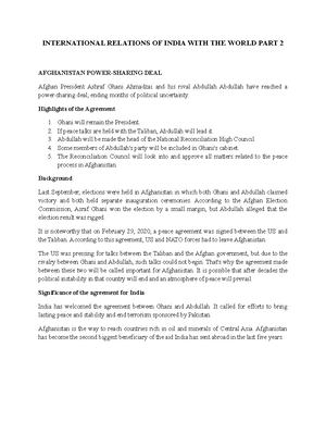 India AND NON-SAARC Countries Notes PART 6 - INDIA AND NON SAARC ...