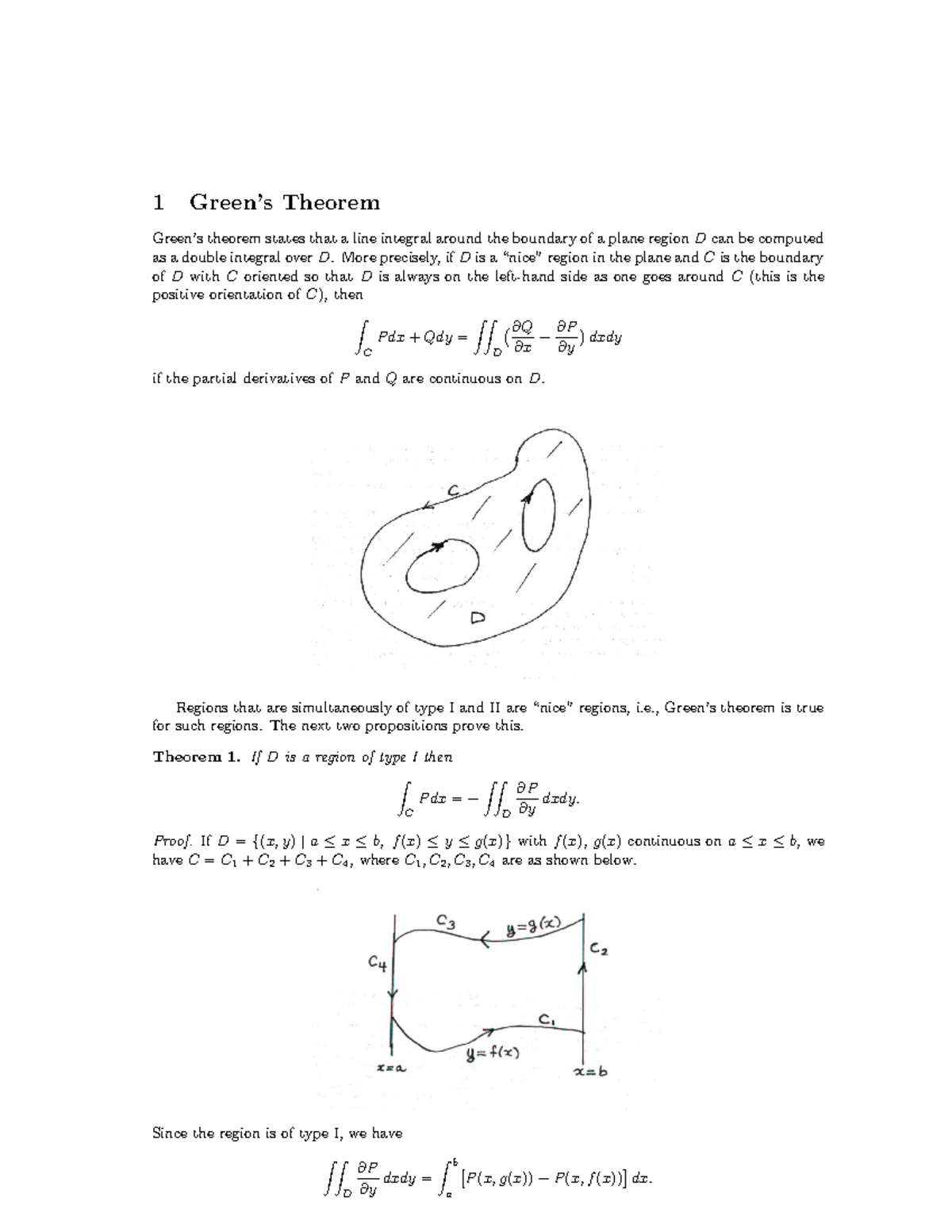 Green - 1 Green’s Theorem Green’s theorem states that a line integral ...