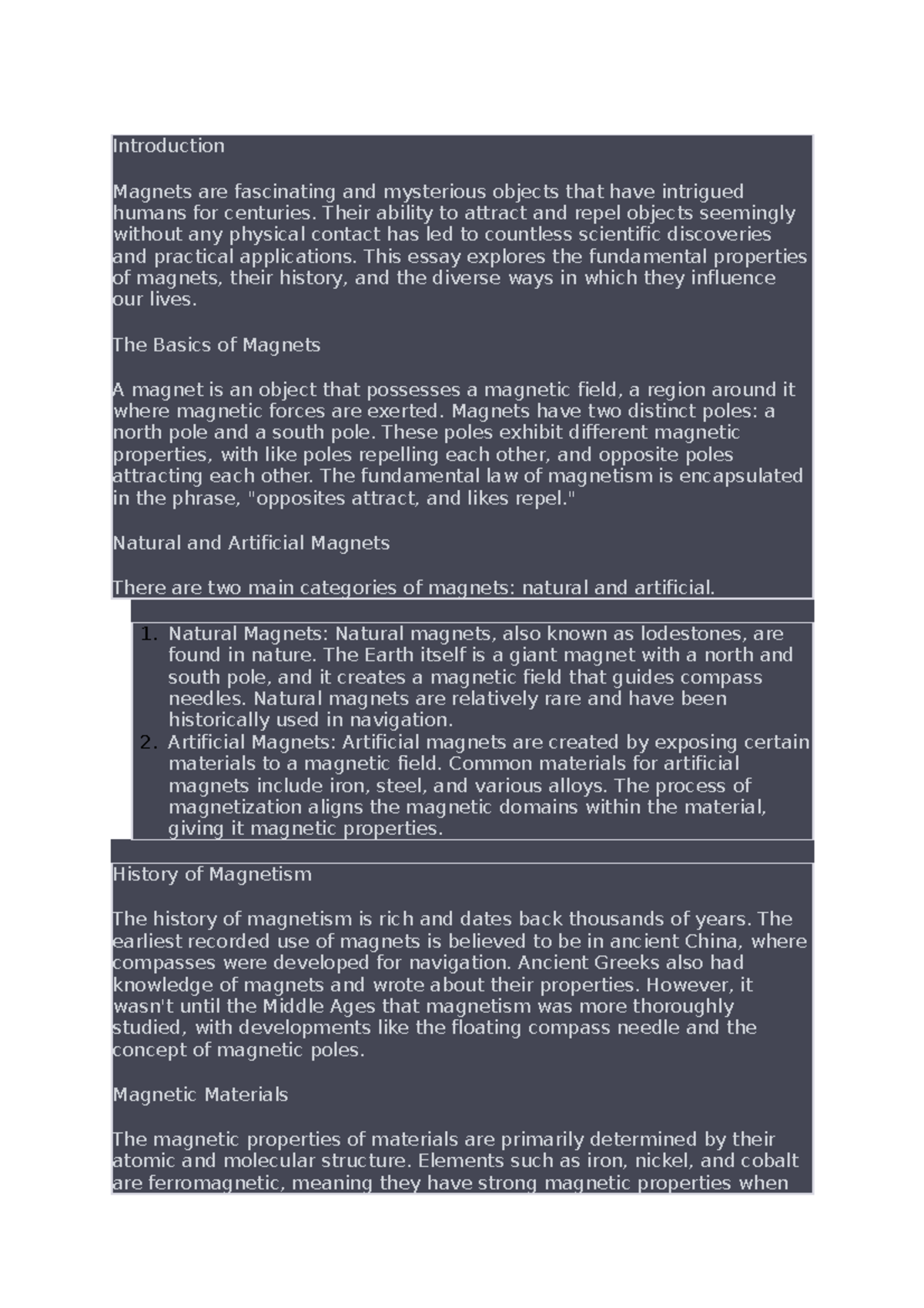 Magnets - Introduction Magnets are fascinating and mysterious objects ...