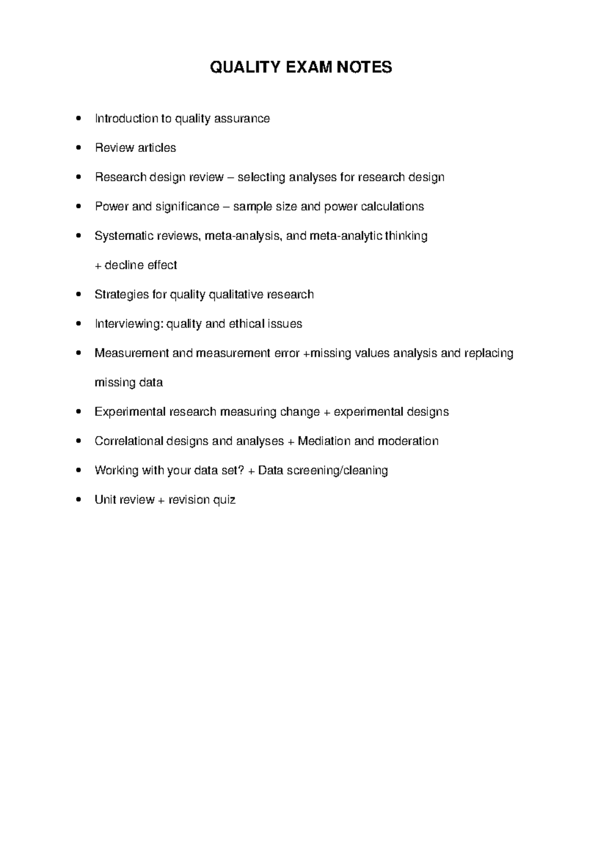 Quality EXAM Notes - Psychological Science Correlational Methods ...