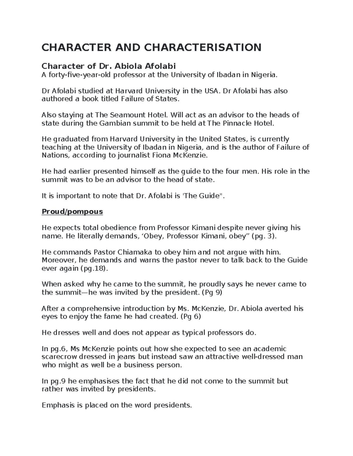 Character AND Characterisation fathers of nations - CHARACTER AND ...