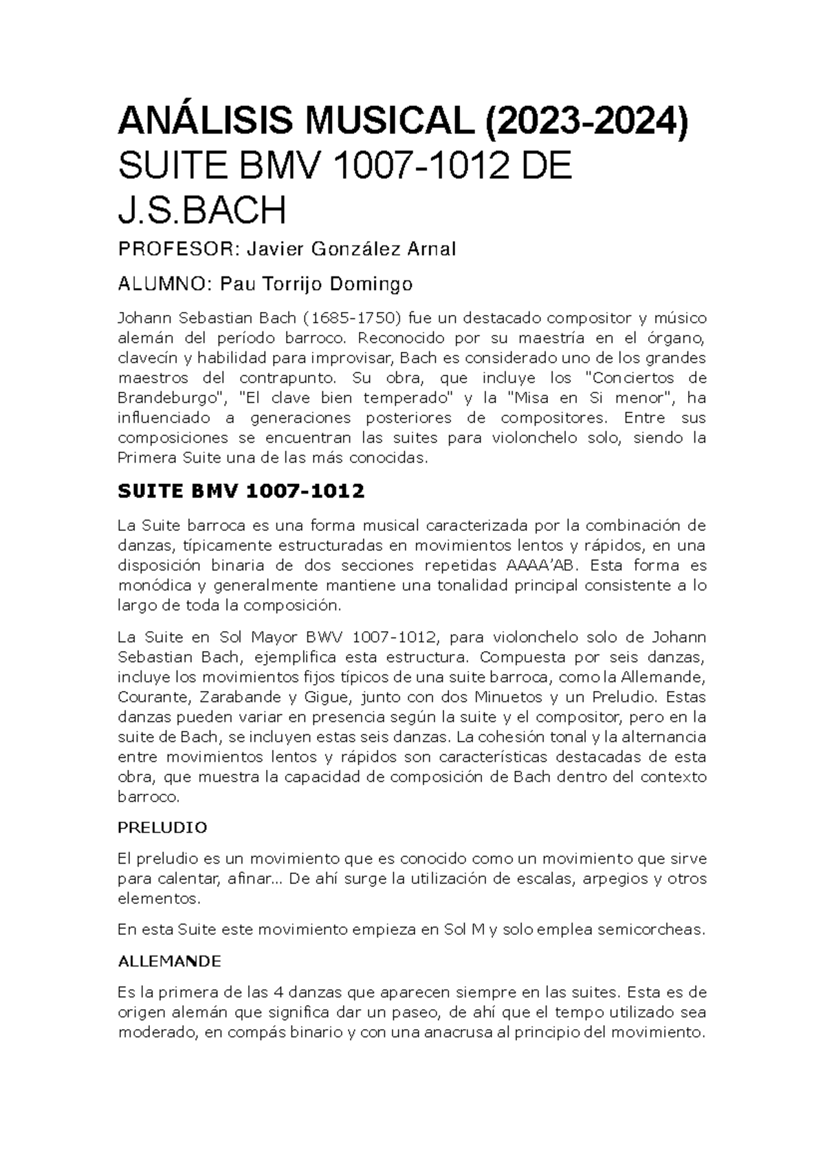 Suite bmv 1007-1012 - Sjjaj - ANÁLISIS MUSICAL (2023-2024) SUITE BMV ...